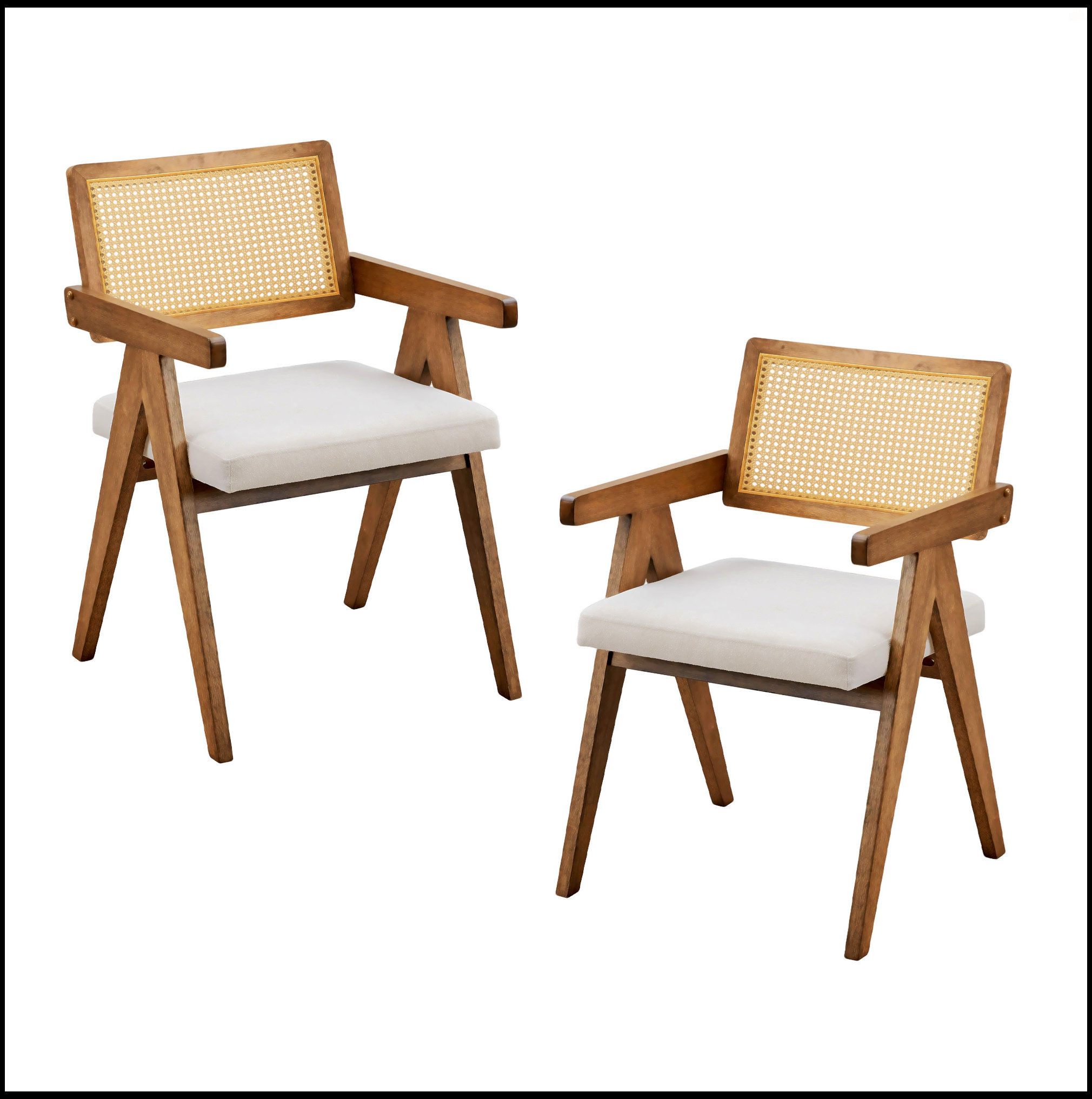 Bay Isle Home™ Wooden Frame Upholstered Dining Chairs Set Of 2 | Wayfair