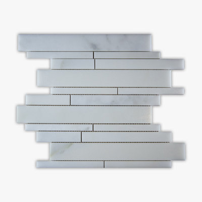 Direct Stone Source Calacatta 12" x 12" Marble Linear Mosaic Wall ...