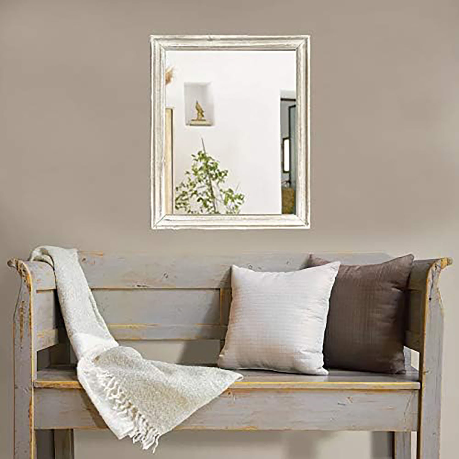 Gracie Oaks Rustic White Farmhouse Mirror Decor ,Vertical And ...
