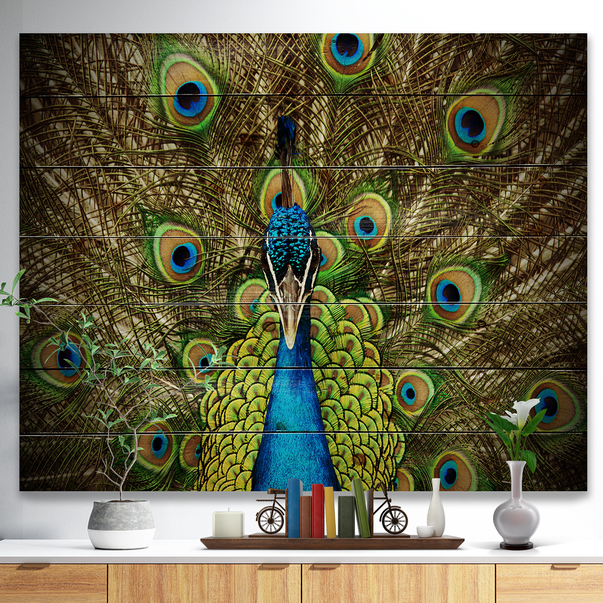 House of Hampton Grand Peacock - Traditional Wood Wall Art Décor ...
