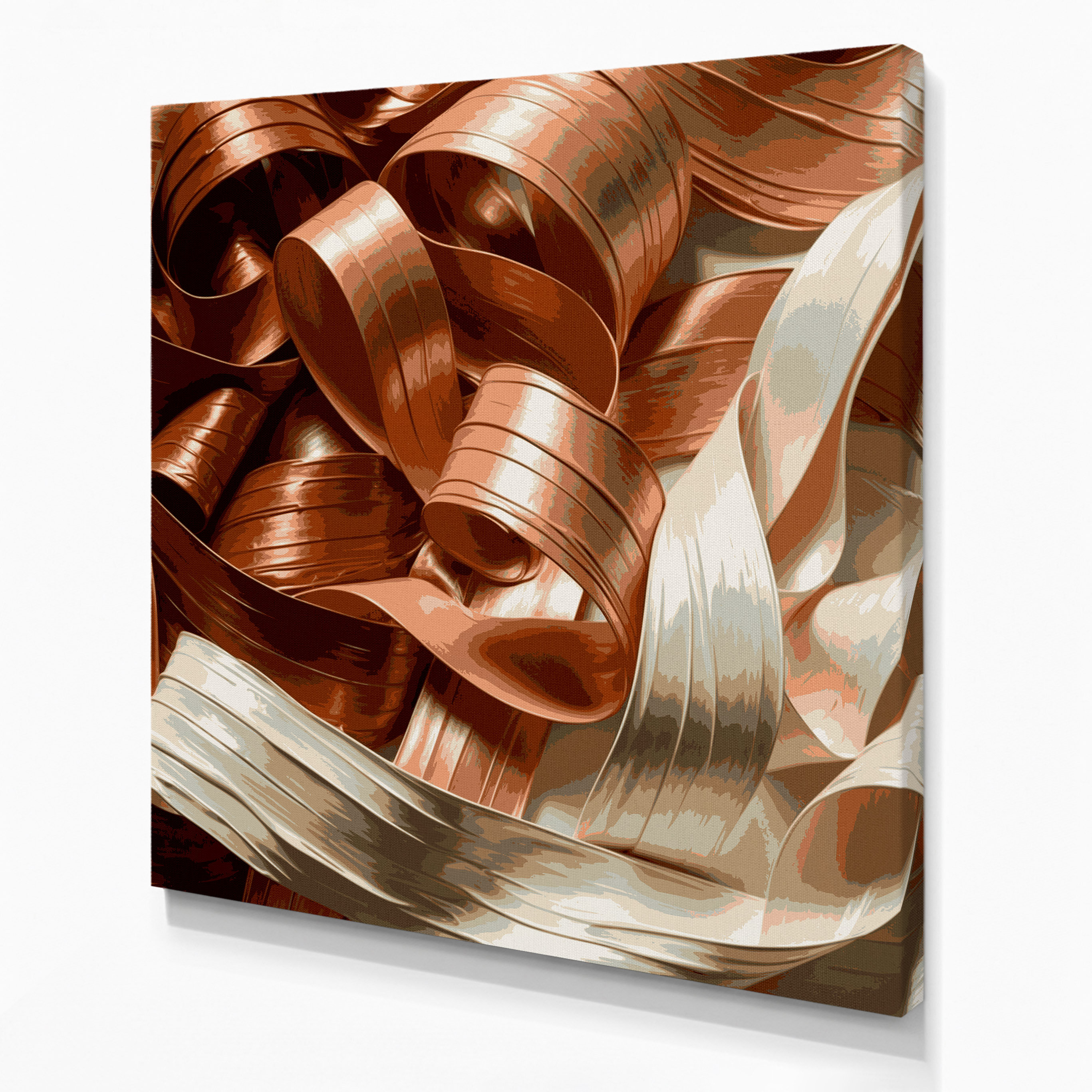 Latitude Run® Horizontal Striped Cinnamon Cream Brown Canvas Wall Art ...