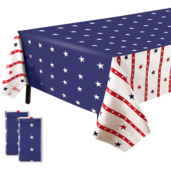The Holiday Aisle® 4Th Of July Tablecloth, 2 Pack 54" X 108" American ...