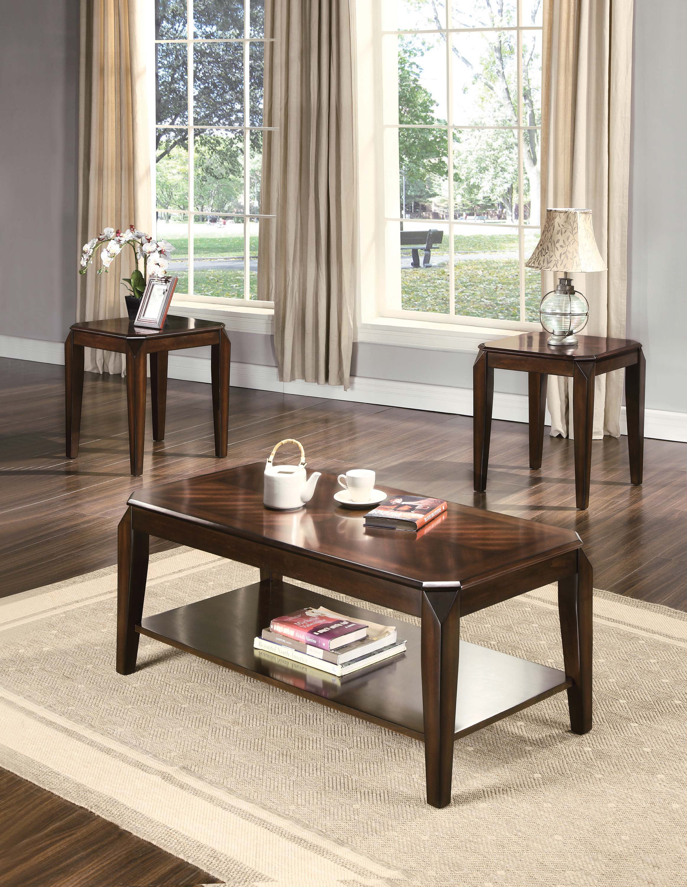 Lark Manor Coffee/End Table Set 3Pc Living Room Table Modern Wood ...