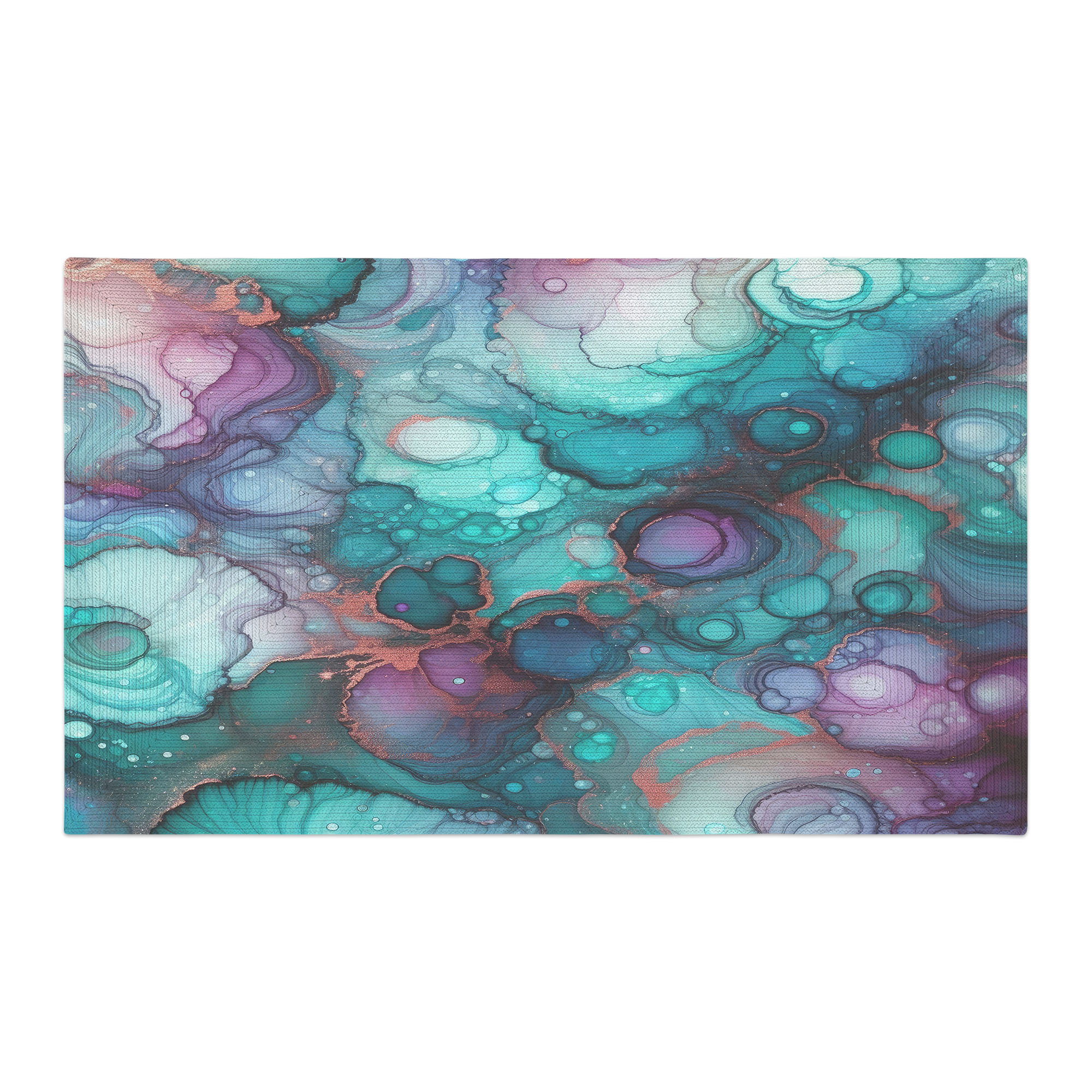 Orren Ellis Violet-Teal Ink Flow Braided Rug | Wayfair