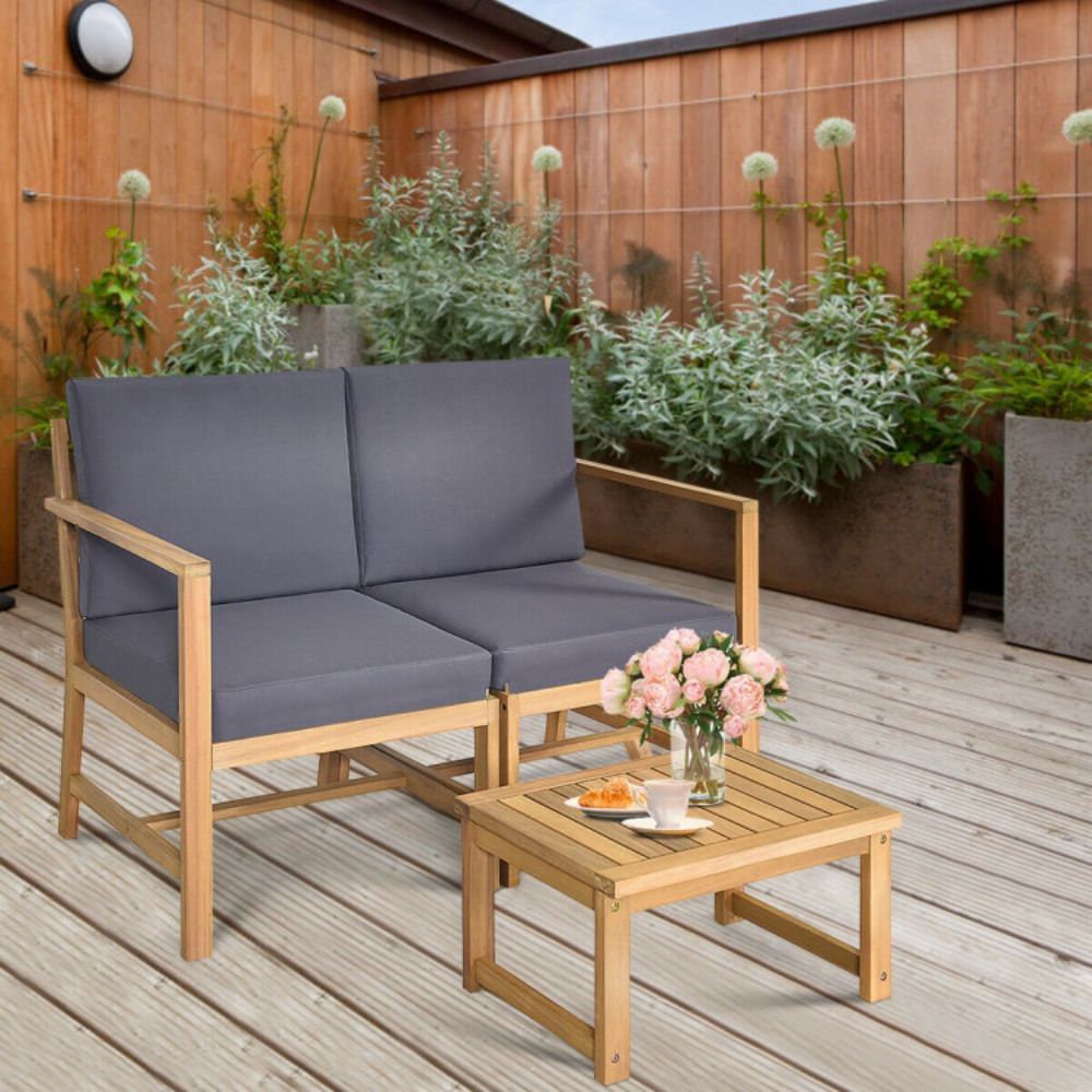 Union Rustic Aloyzas 3 In 1 Acacia Wood Furniture Set Patio Outdoor W ...