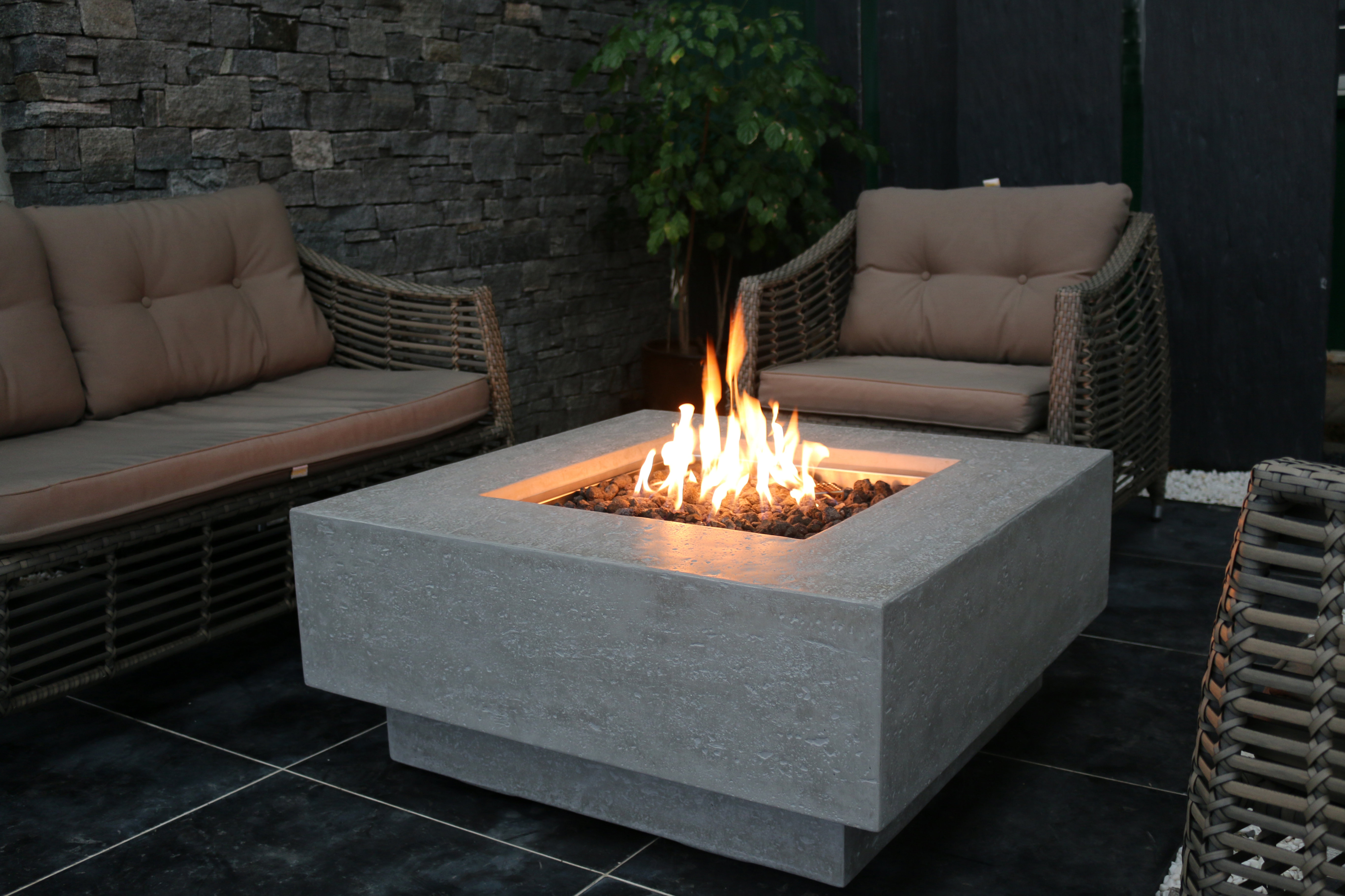 Elementi Lismore 40" Square Concrete Fire Pit Table | Wayfair