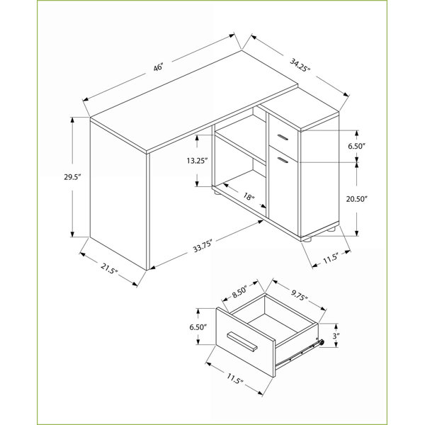 George Oliver Desks, L-Shaped Computer Desk with Storage Drawers ...