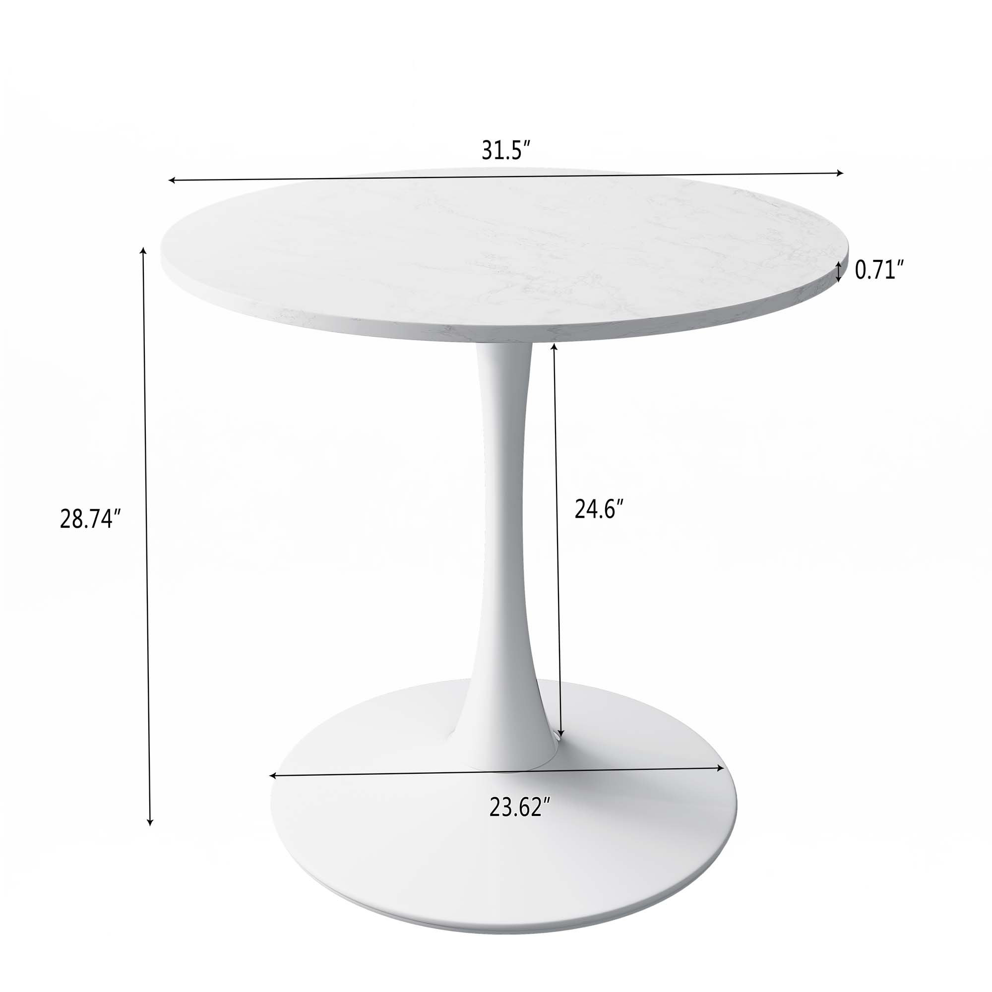 George Oliver 32"Round Dining Table, Metal Base Leisure Coffee Table ...
