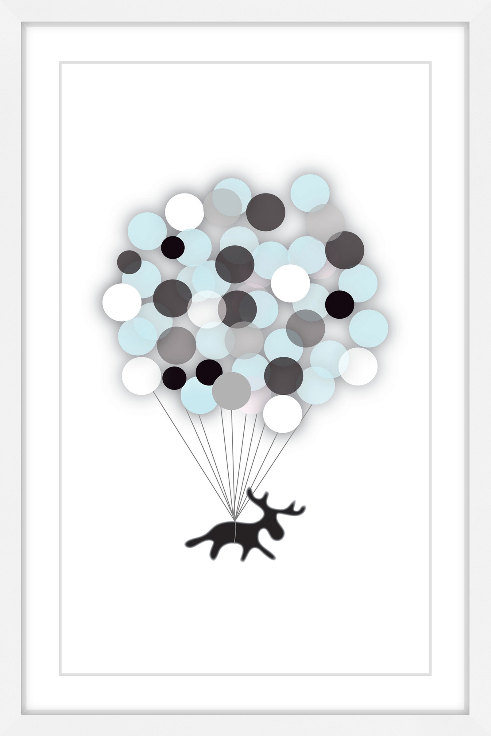 Marmont Hill 'Blue Balloon Moose' by Katarina Snygg Framed Print | Wayfair
