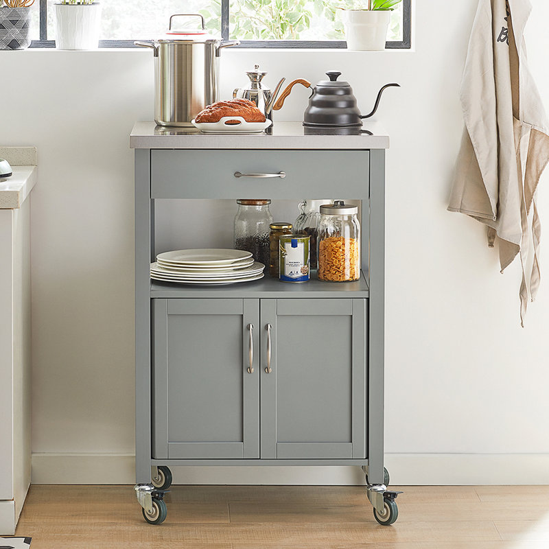 Marlow Home Co. Enevold 60 Cm Kitchen Trolley Stainless Steel Top with ...