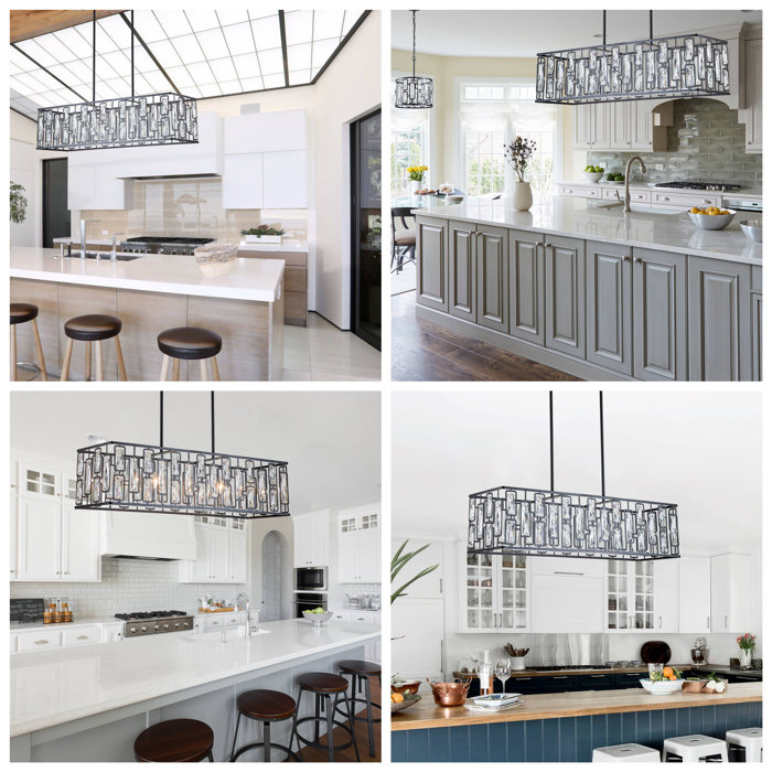 Willa Arlo Interiors Marchand 5-Light Crystal 35.5"W in Black Dimmable ...