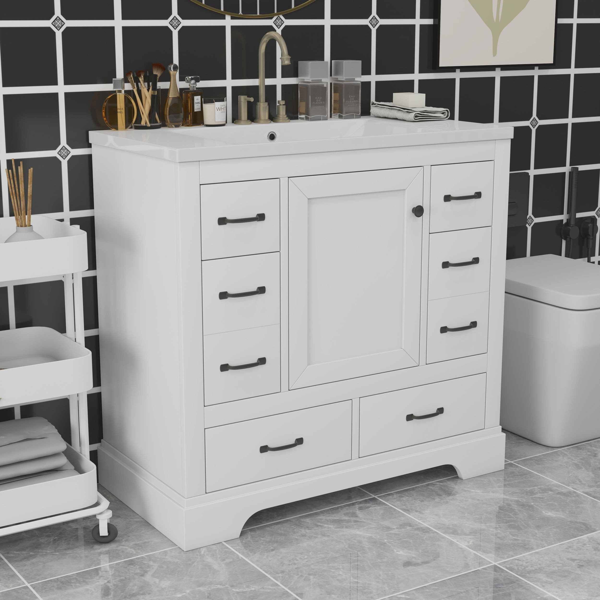 Lark Manor 36-Inch Bathroom Vanity with Six Drawers - Wayfair Canada