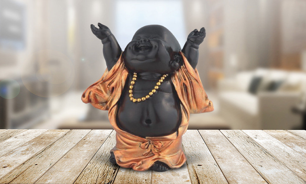 Bungalow Rose 4"H Little Buddhist Monk in Golden and Black Figurine ...