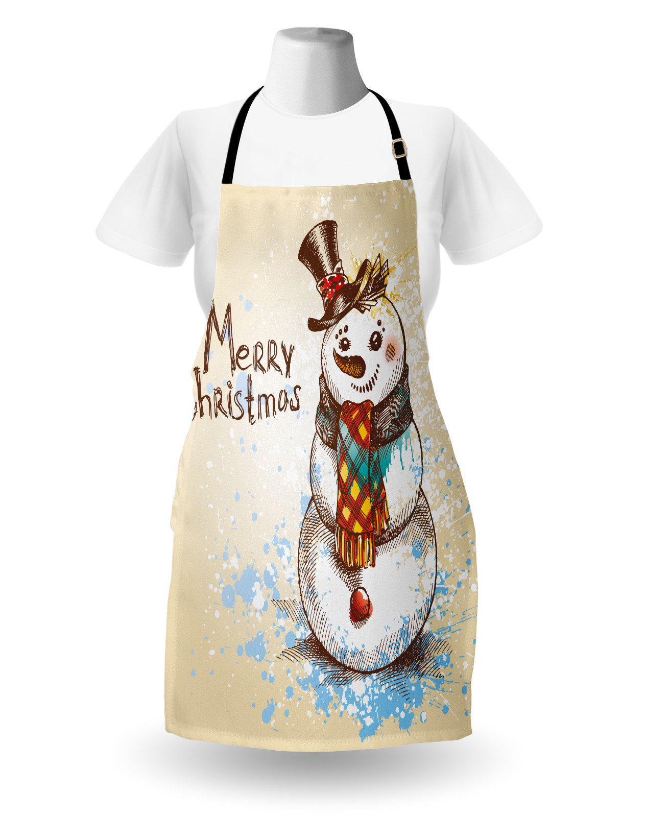 The Holiday Aisle® Snowman Apron Unisex, Xmas Sketch, Adult Size, Cream ...
