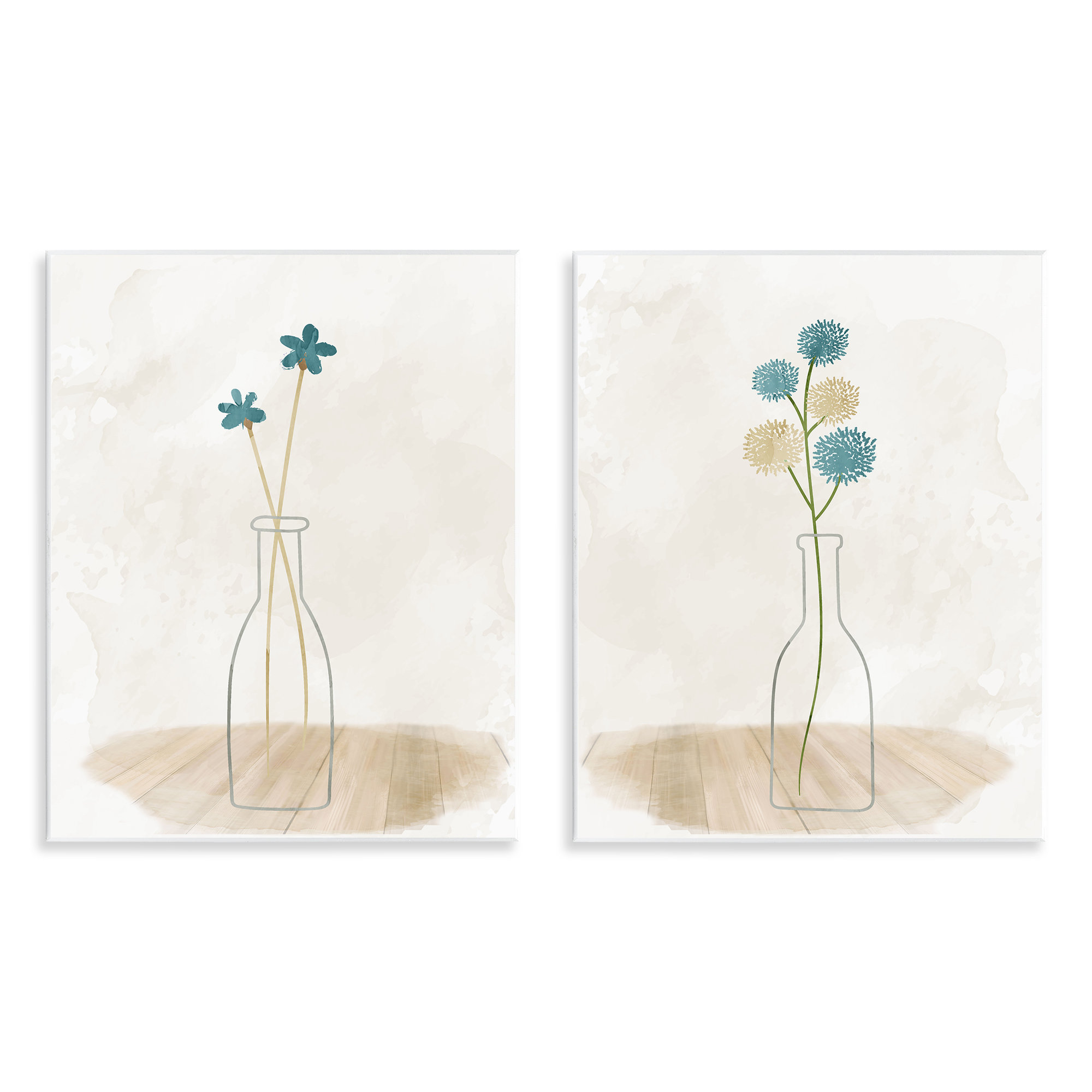 Ophelia & Co. Simple Flower Sprigs Clear Vase 2 PC Wall Plaque Art Set ...