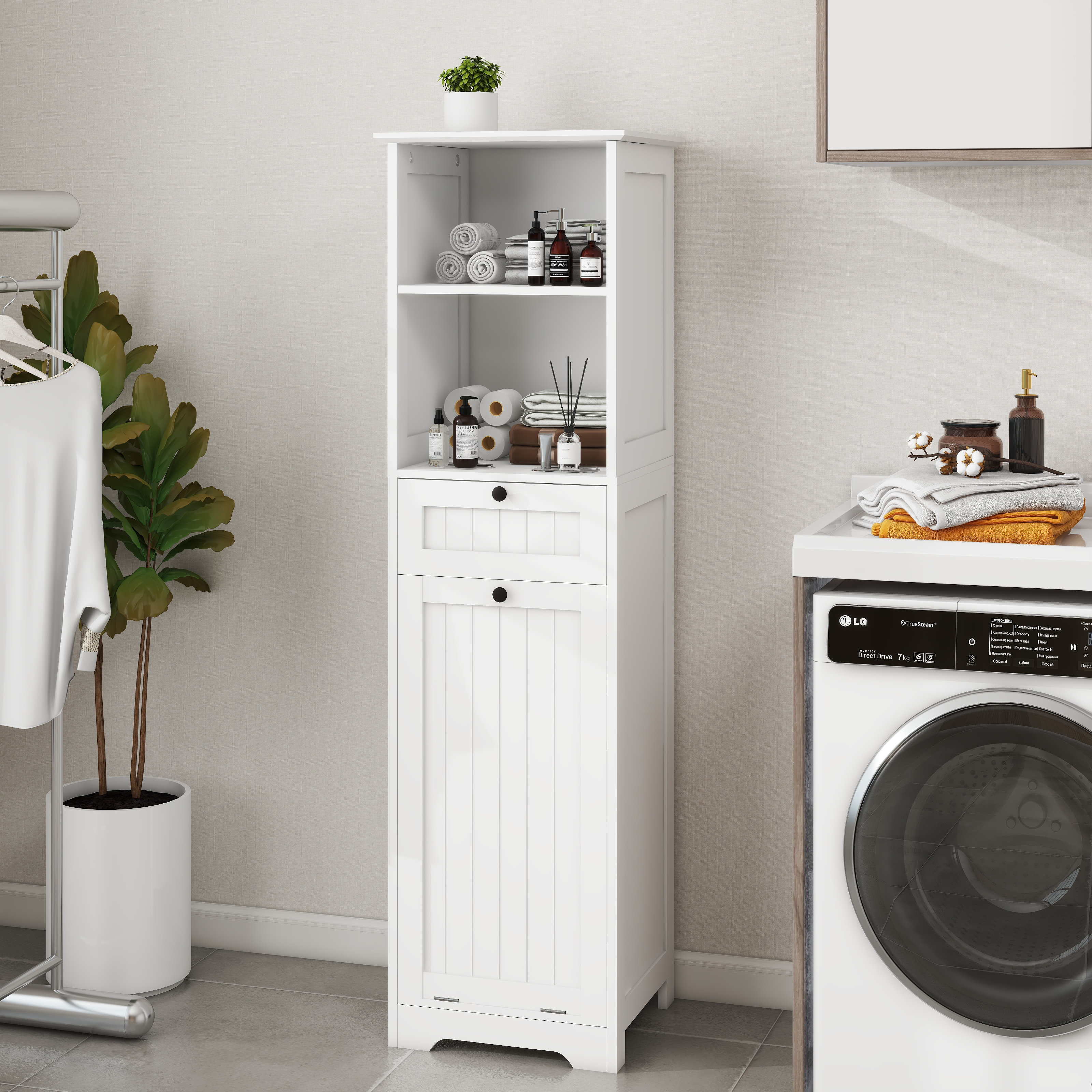 Ebern Designs One-Compartment One-Drawer Tilt-Out Laundry Sorter ...
