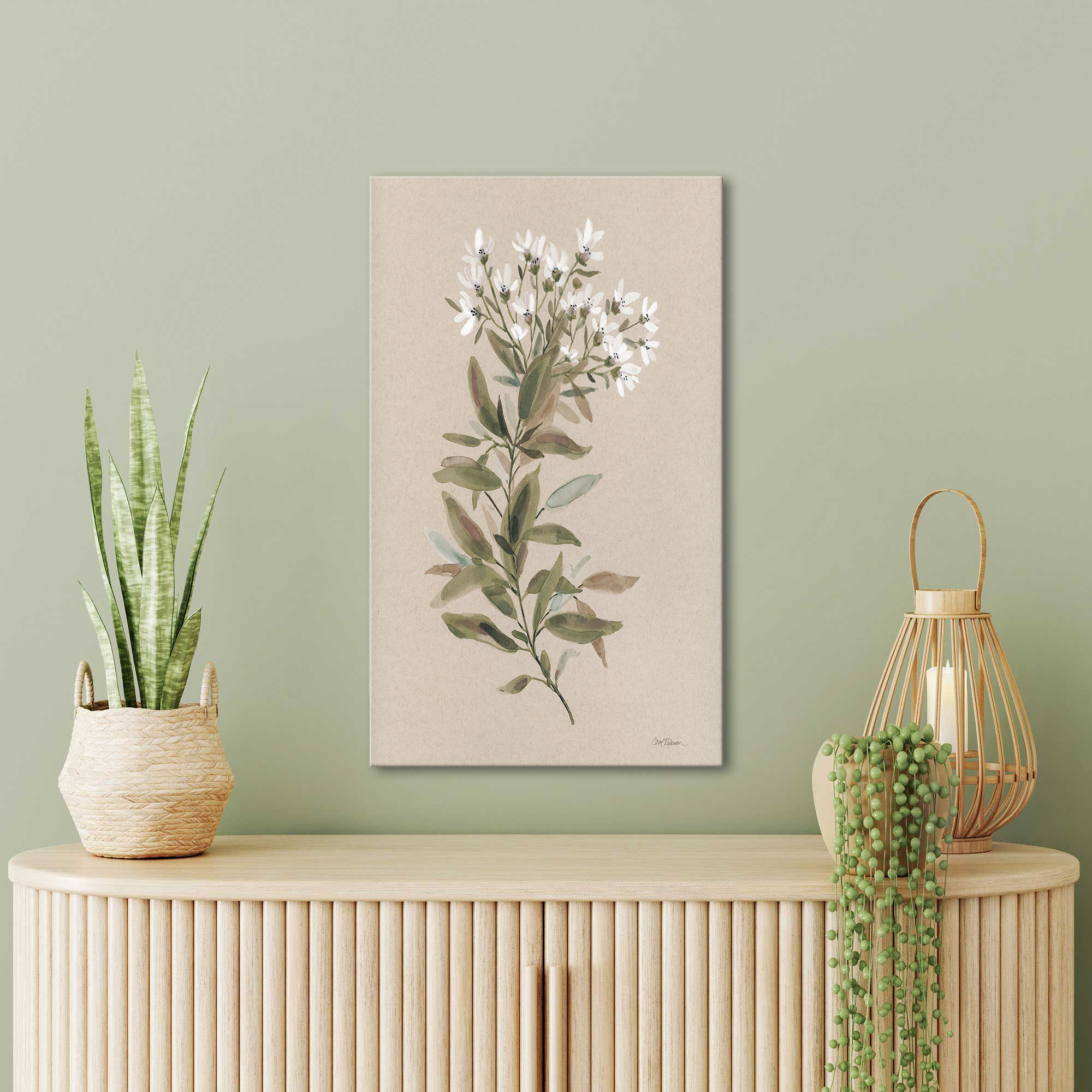 Rosalind Wheeler "White Floral Stem I" by Carol Robinson Print on ...
