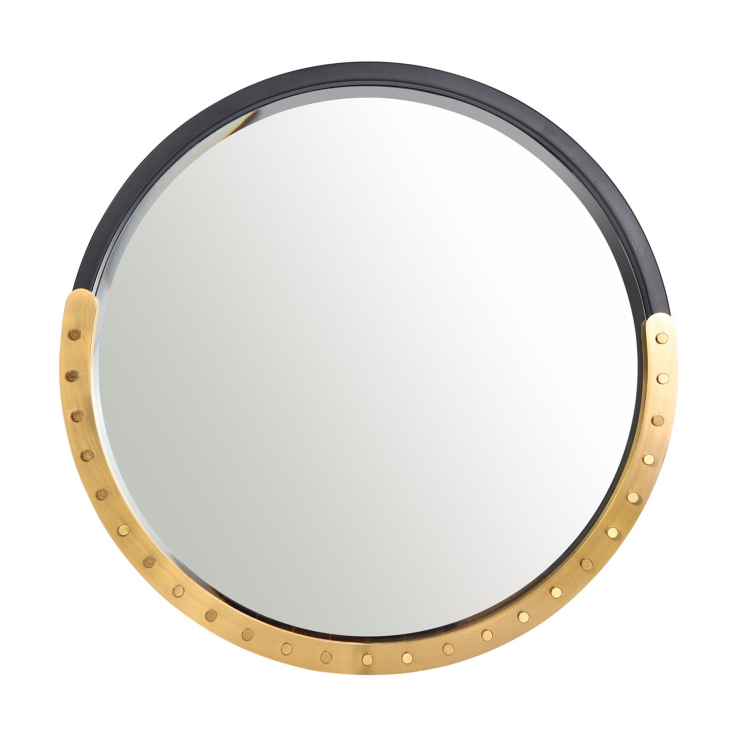 Everly Quinn 23.6" Round Rustic Industrial Metal Frame Wall Mirror ...