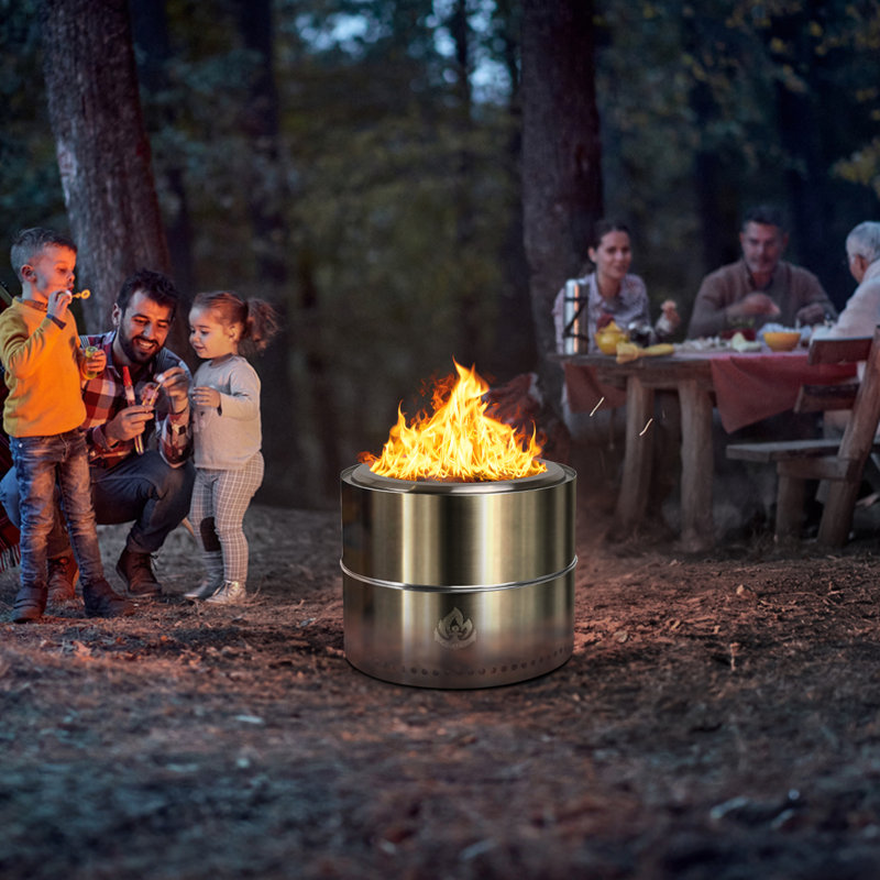 R.W.FLAME Stainless Portable Smokeless Outdoor Fire Pit With Bag ...