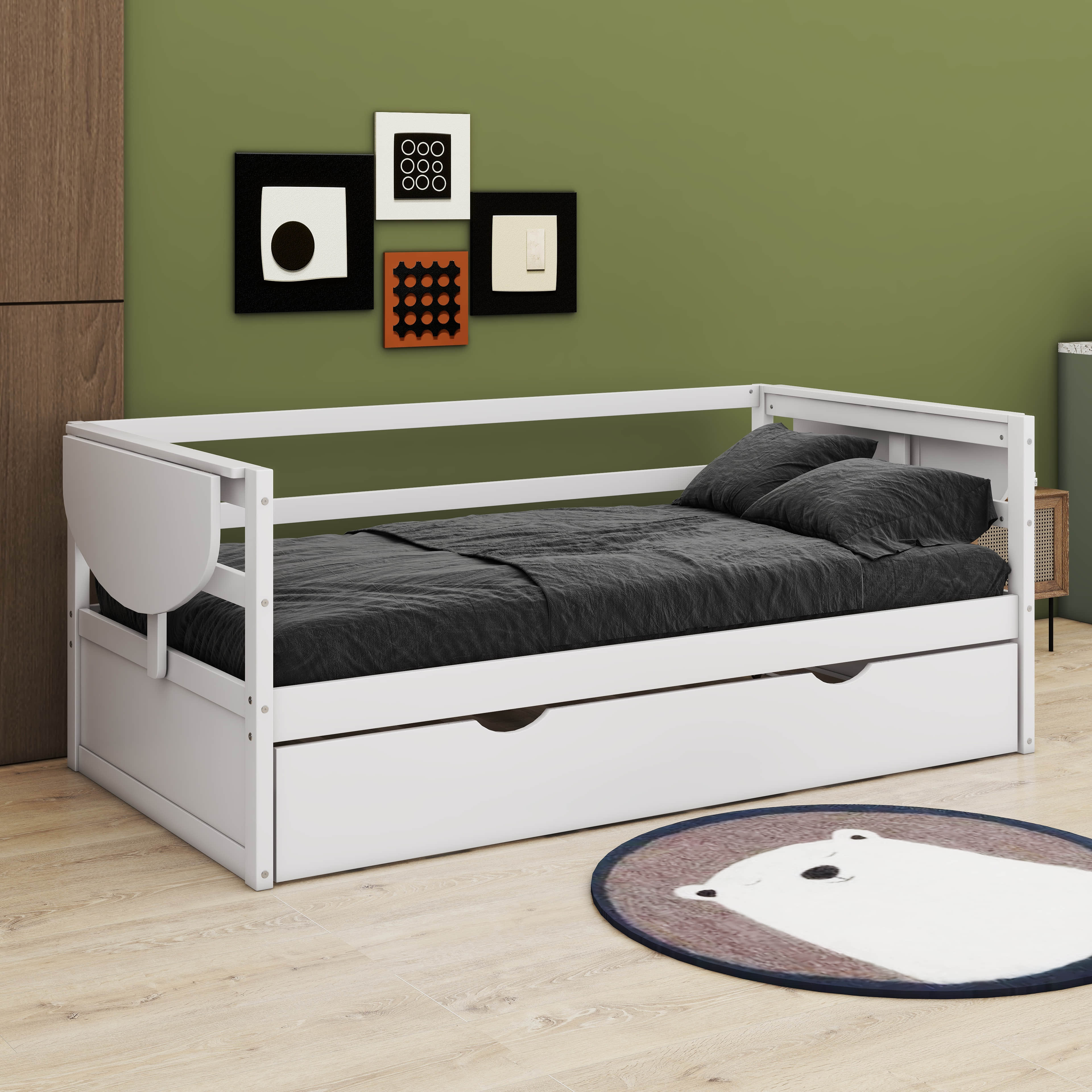 Red Barrel Studio Jeniyah Twin Size Daybed with Trundle & Foldable ...