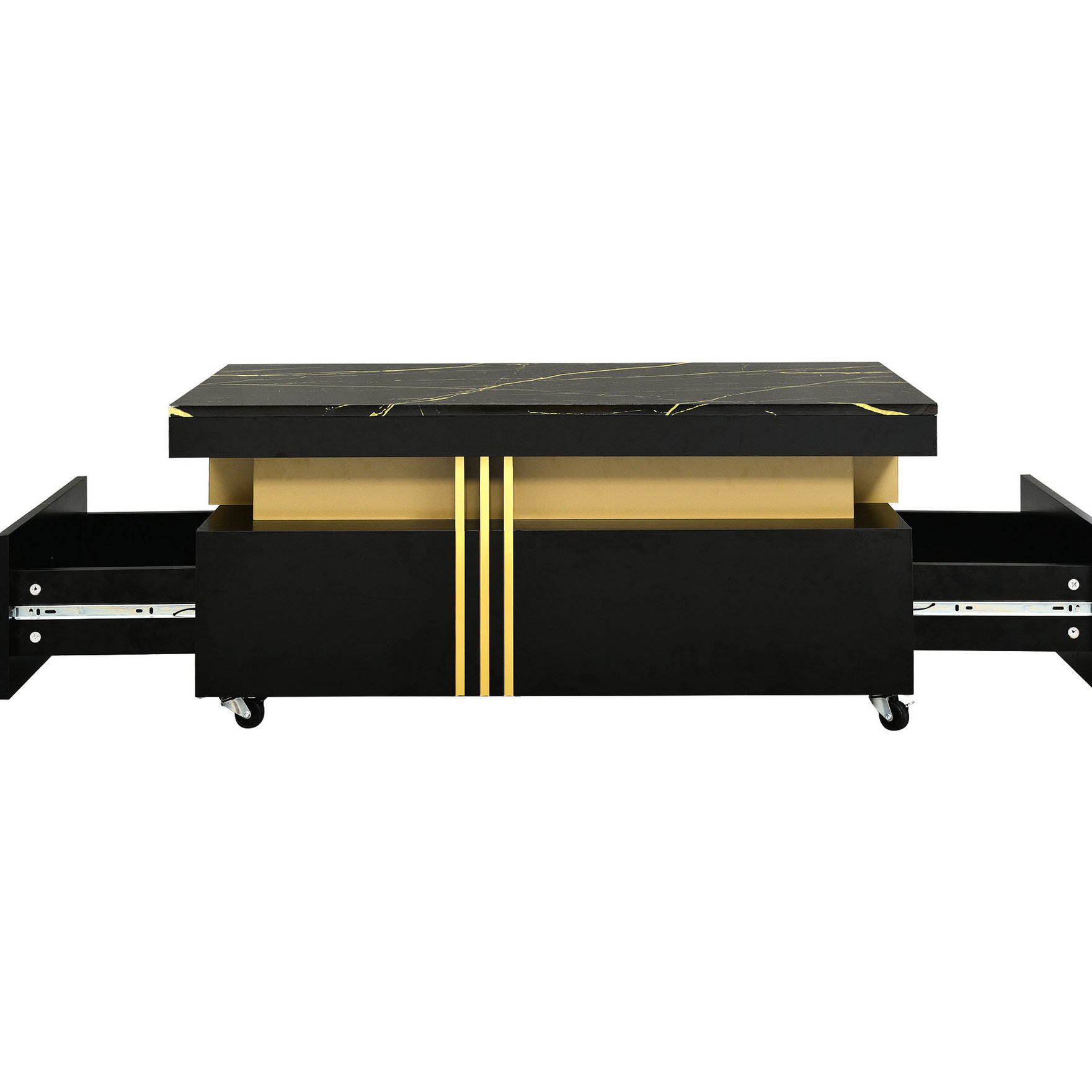 Mercer41 Luxury Rectangular Table With And Faux Marble, Black Modern ...