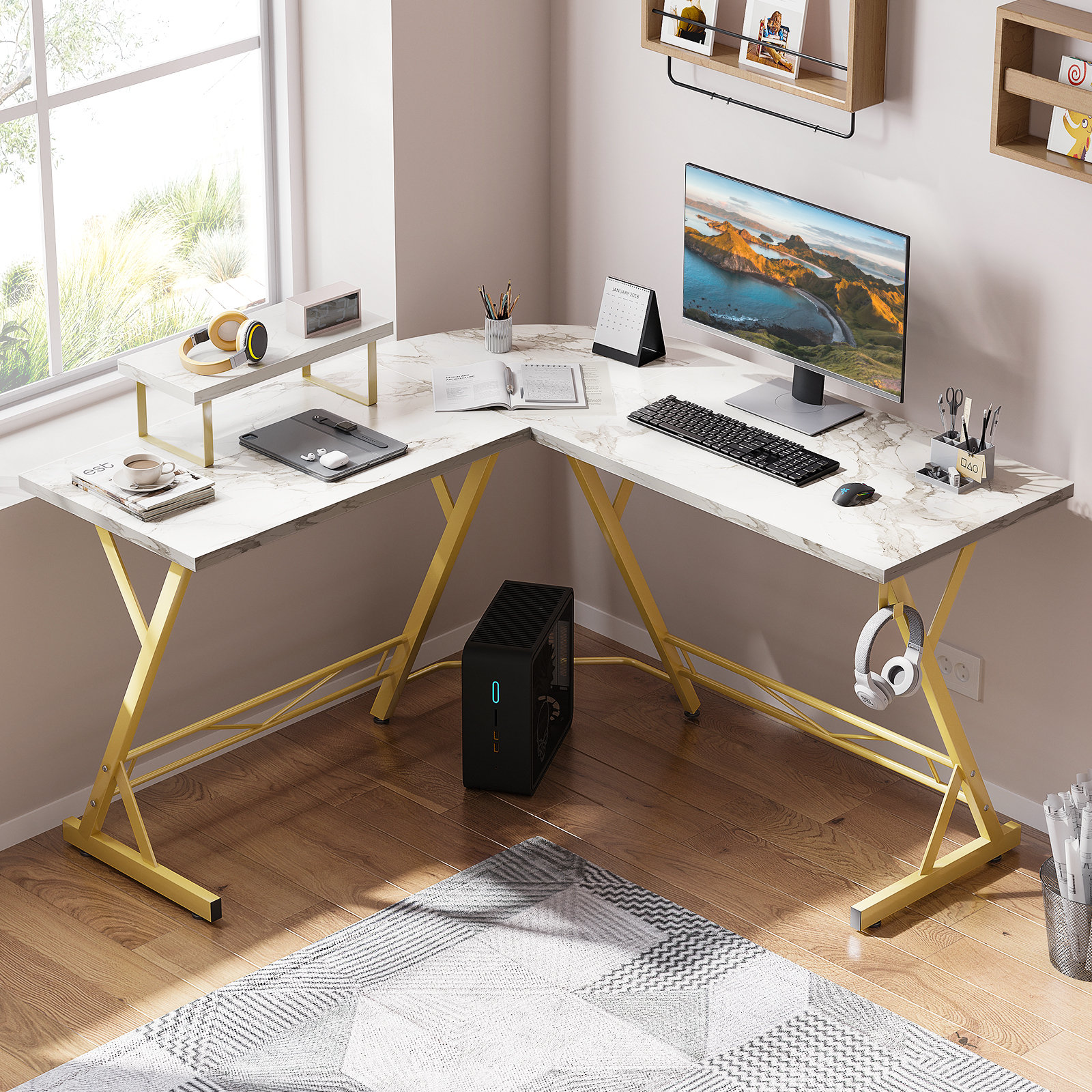 Inbox Zero Jayle L-Shape Desk & Reviews | Wayfair