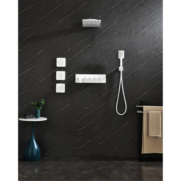 Banior Concealed Installation Body Spray Shower, 3pcs Square Jets, 1.03 ...