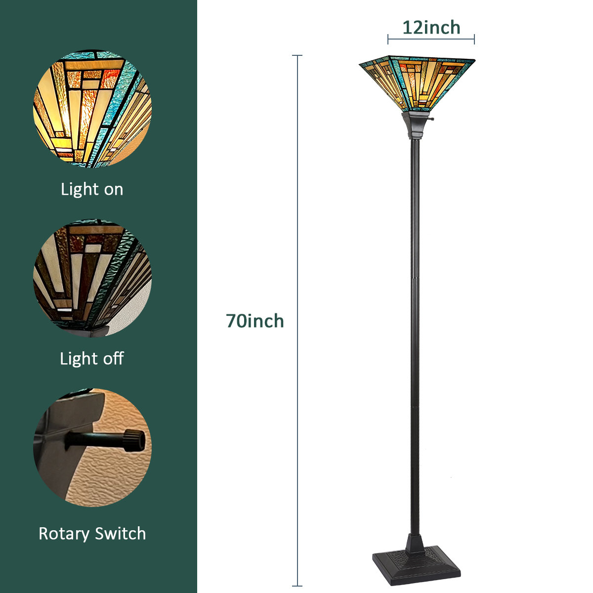 Astoria Grand Tiffany Torchiere Floor Lamp Antique Mission Style ...