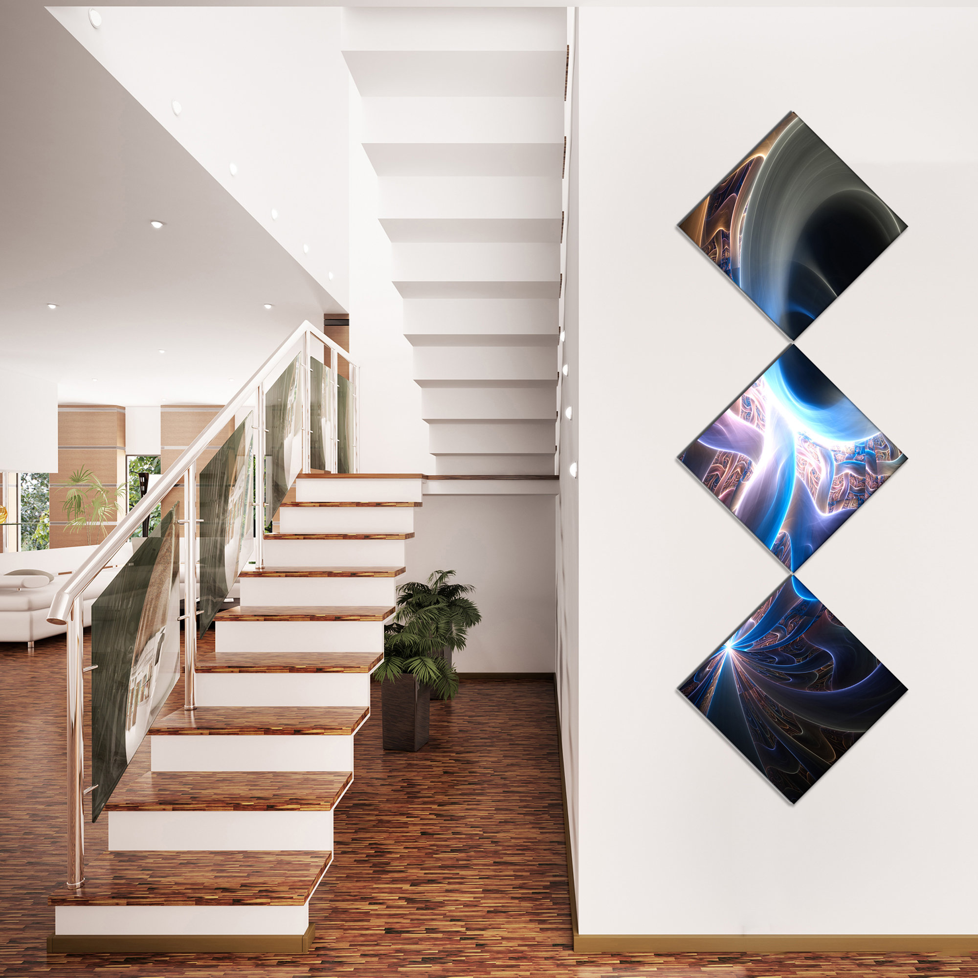 East Urban Home 'Glowing Blue Silver Plasma' Graphic Art Print Multi ...