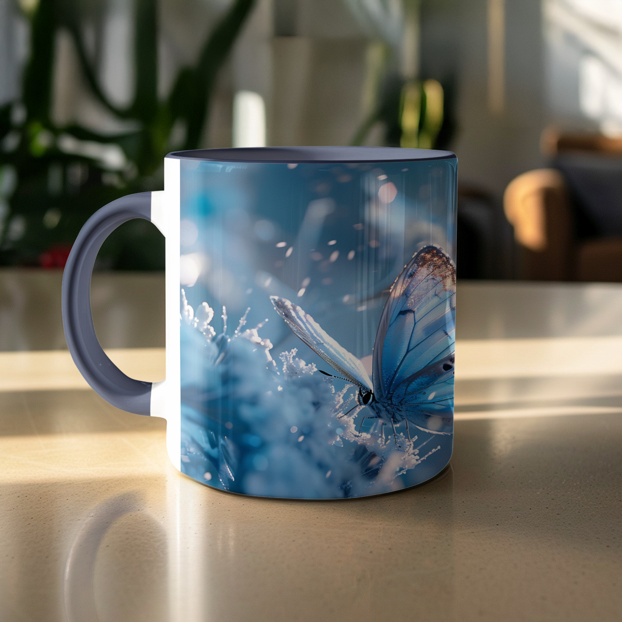 East Urban Home Butterfly Design 11oz Accent Mug – White Ceramic Coffee ...