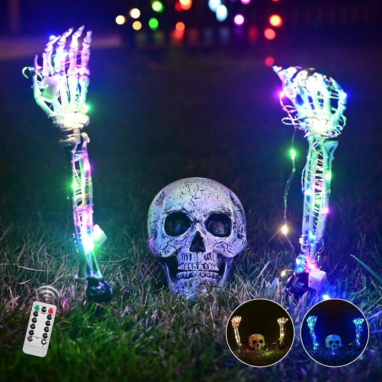 The Holiday Aisle® Halloween Lighted Skeleton Set, Skull & 2 Arms ...