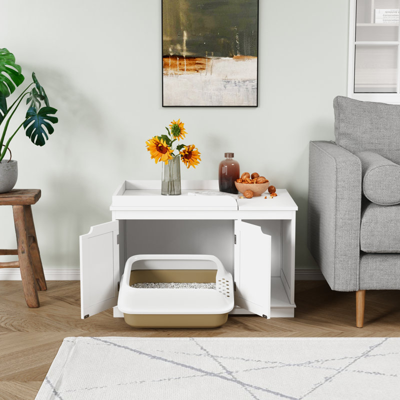 Tucker Murphy Pet™ Flip-lid cat litter box enclosure furniture ...