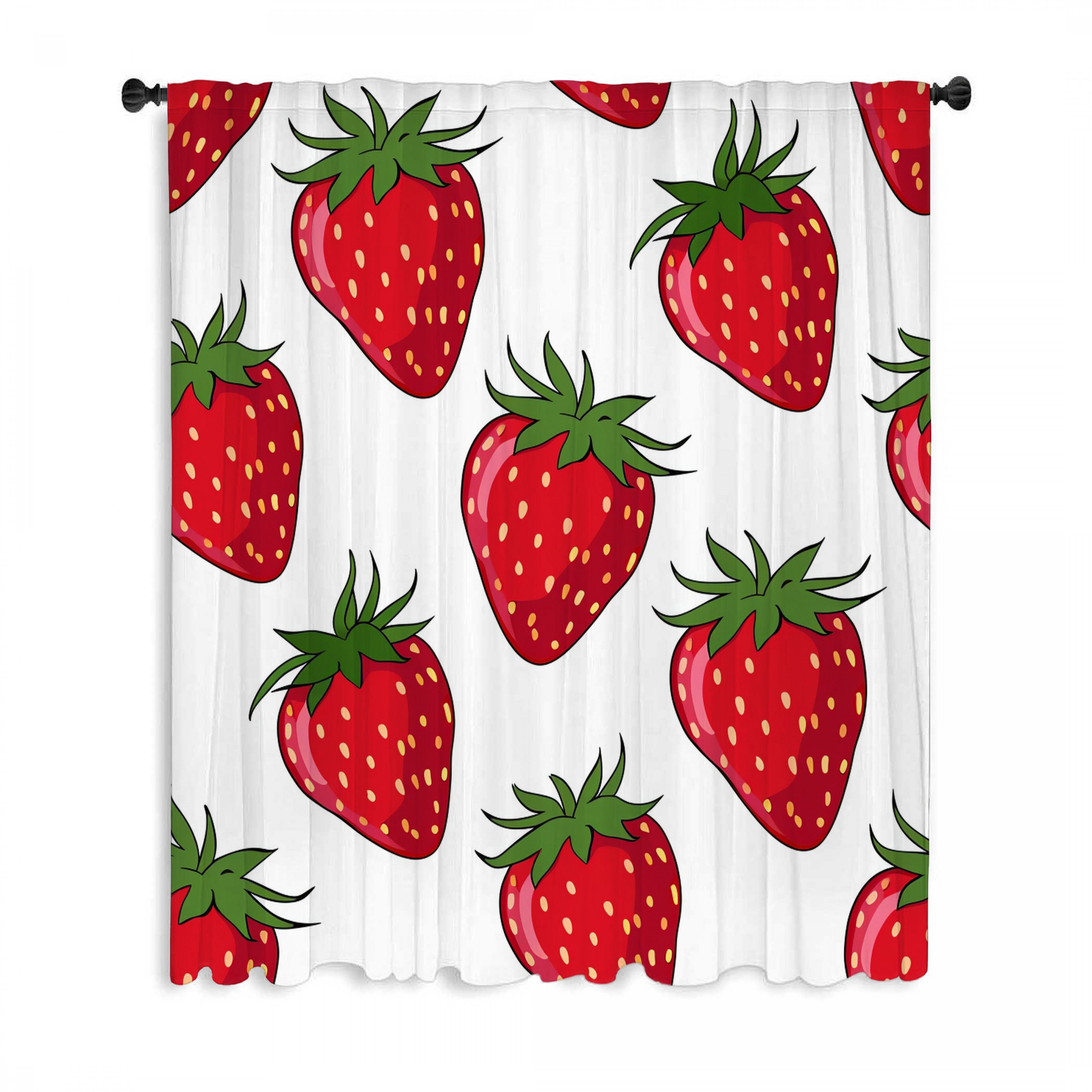 Dakota Fields Strawberries Window Curtains, Food Blockout & Sheer ...