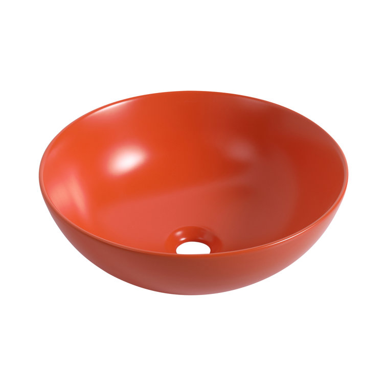 Man Wah 16.1'' Orange Ceramic Circular Vessel Bathroom Sink | Wayfair