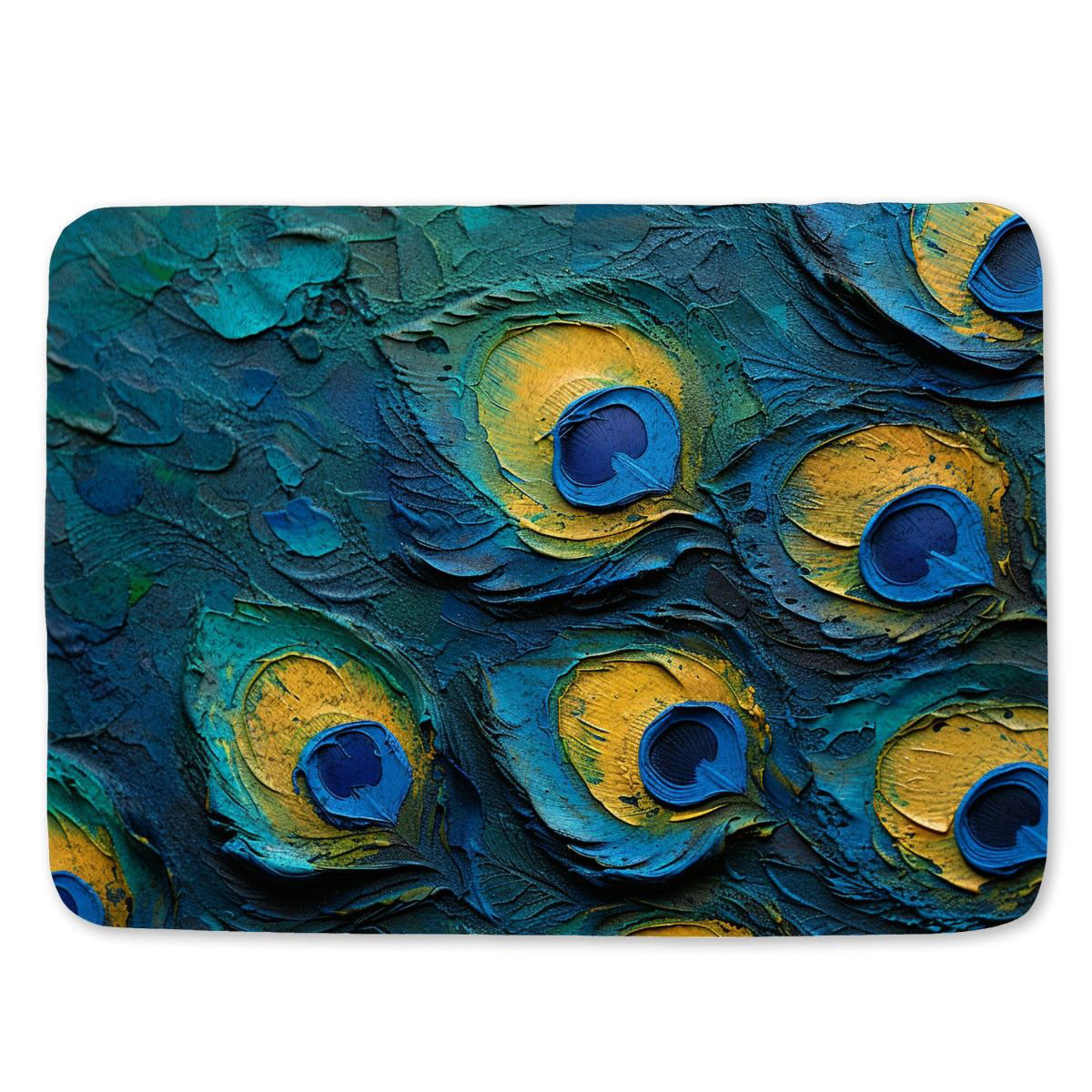 Ivy Bronx Peacock Feathers Bath Mat Abstract Bathroom Decor Colorful ...