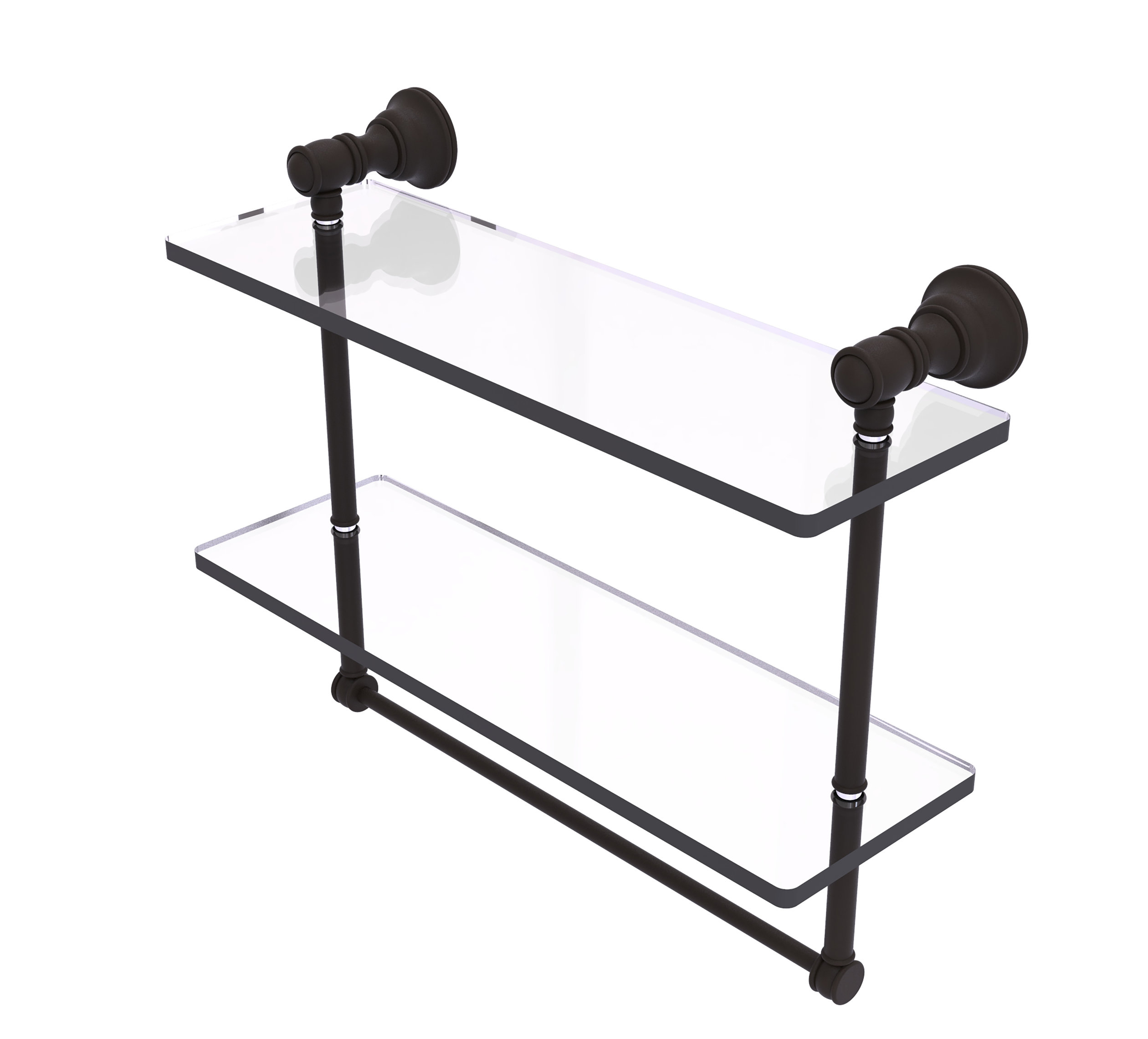 Charlton Home® Freyja 2 Piece Glass Tiered Shelf with Towel Bar | Wayfair