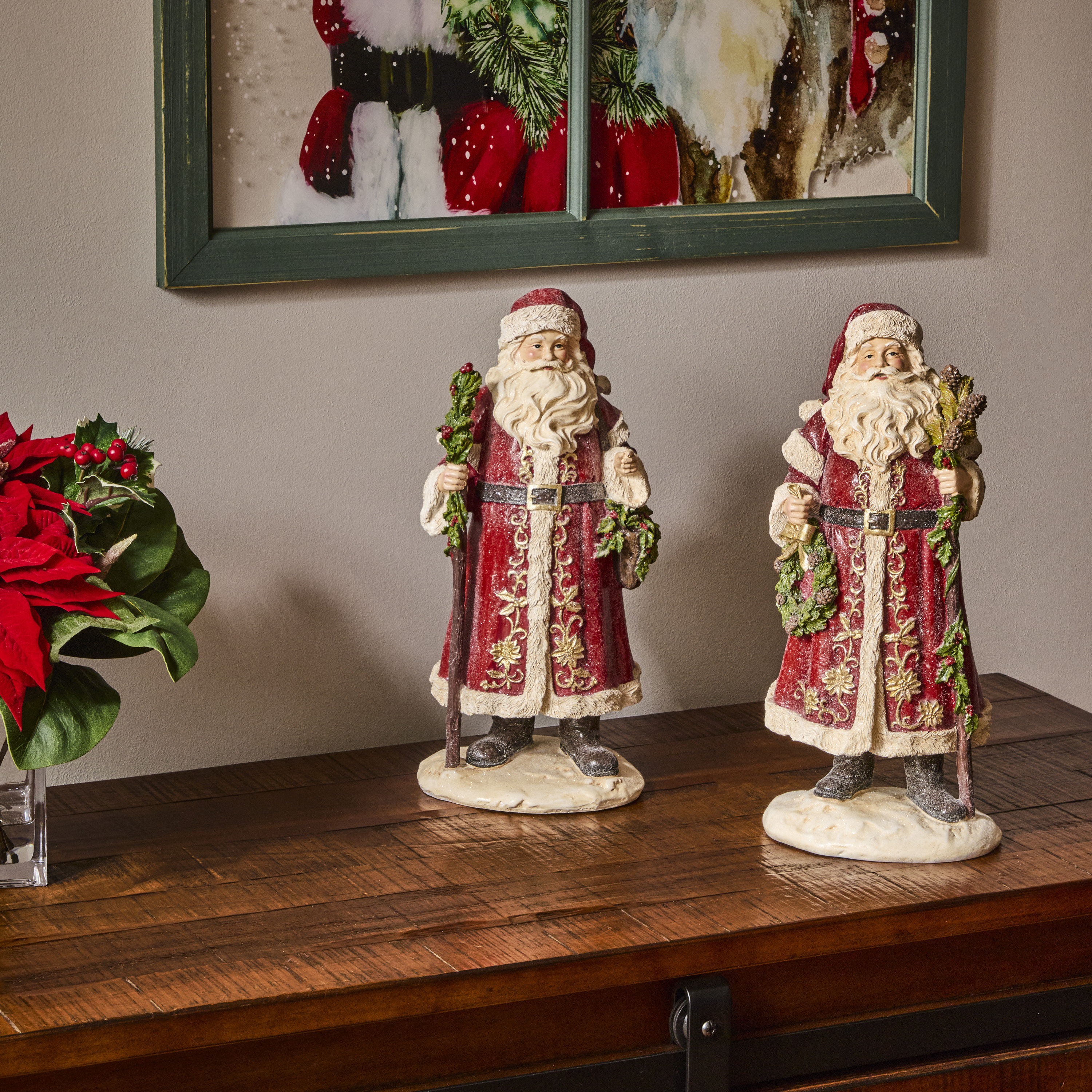 The Holiday Aisle® 14" Resin Antique Santa Set | Wayfair