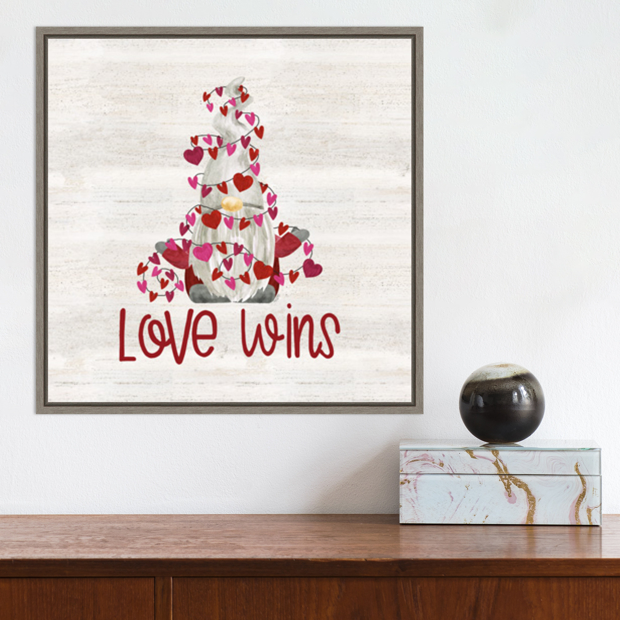 The Holiday Aisle® Valentine Gnomes VII-Love Wins By Tara Reed Framed ...