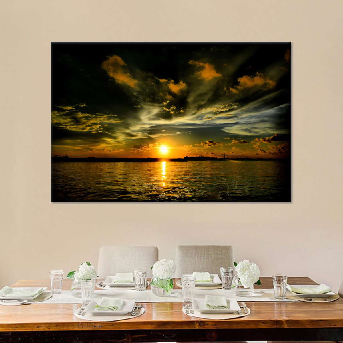 Highland Dunes Sunrise And Sunset Skies Glowing Beach Sunset Canvas ...
