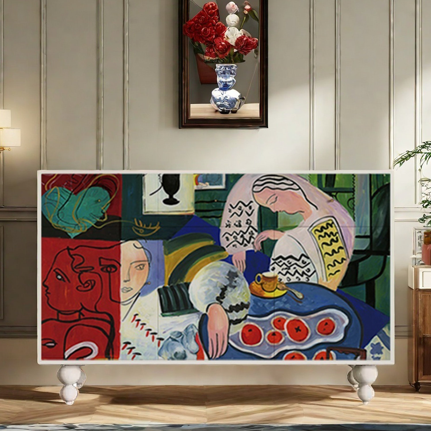 Ruthber Solutions Abstract Retro Entryway Accent Cabinet Sideboard ...