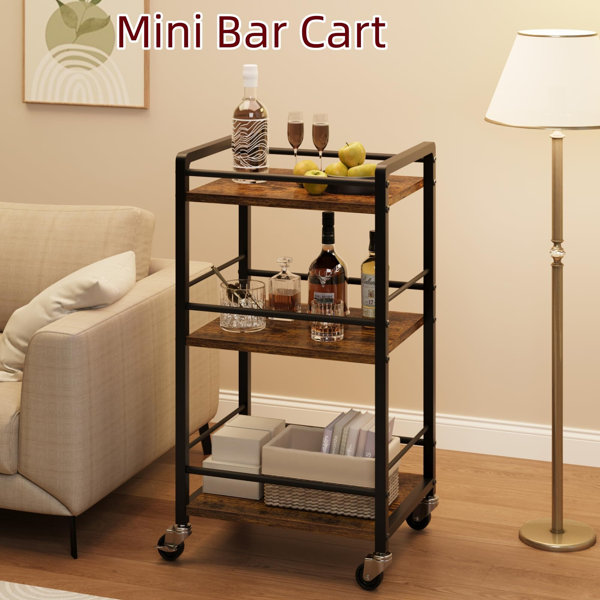 17 Stories Roxeann Wood Bar Cart & Reviews | Wayfair