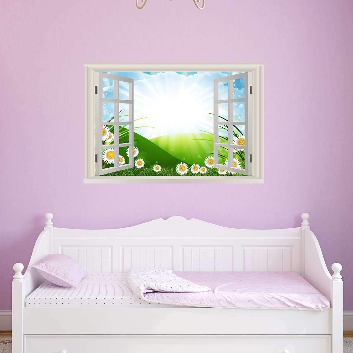Harper Orchard Kids Flower Field Window Wall Decal | Wayfair