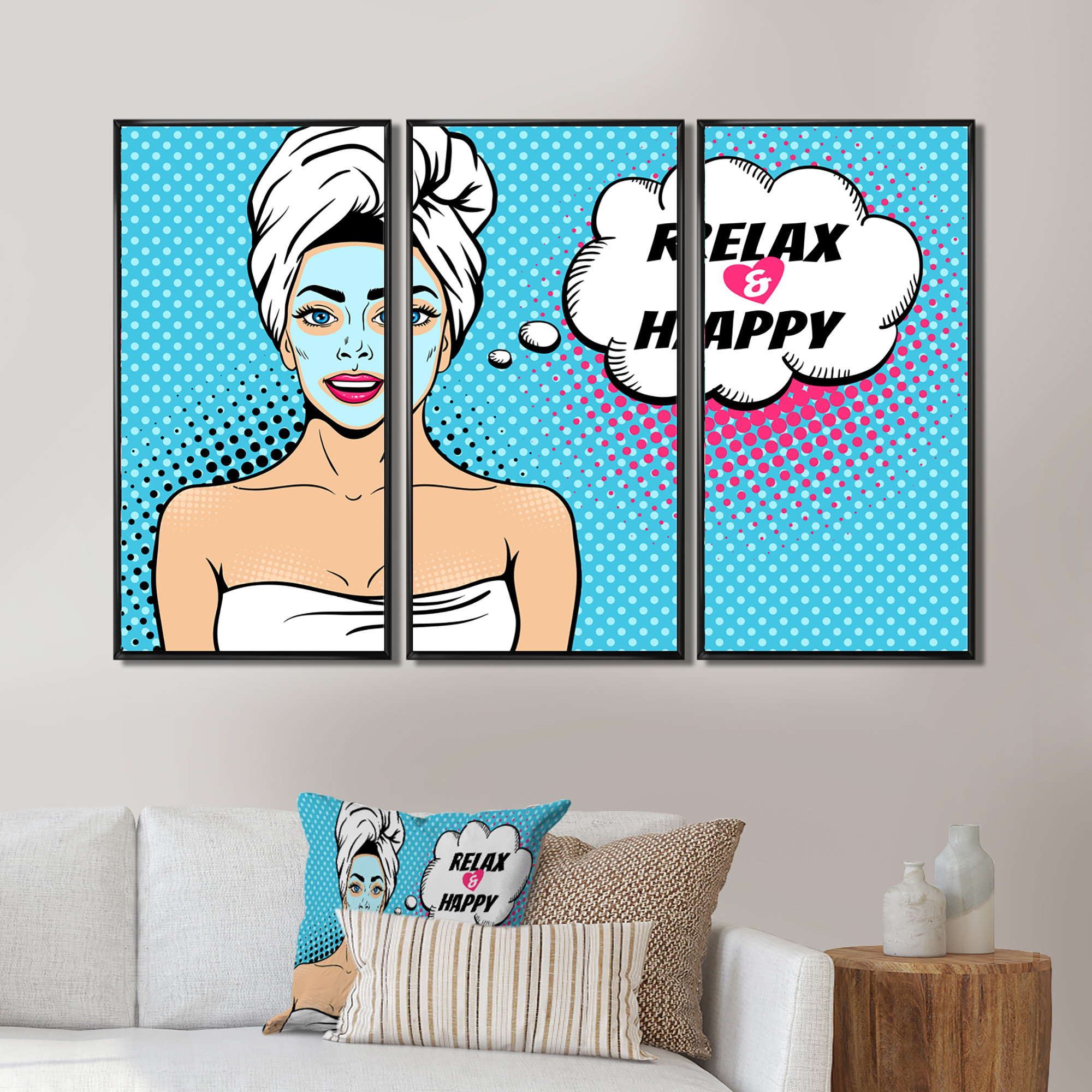 Winston Porter Happy And Relax Pop Art - Traditional Framed Canvas Wall ...