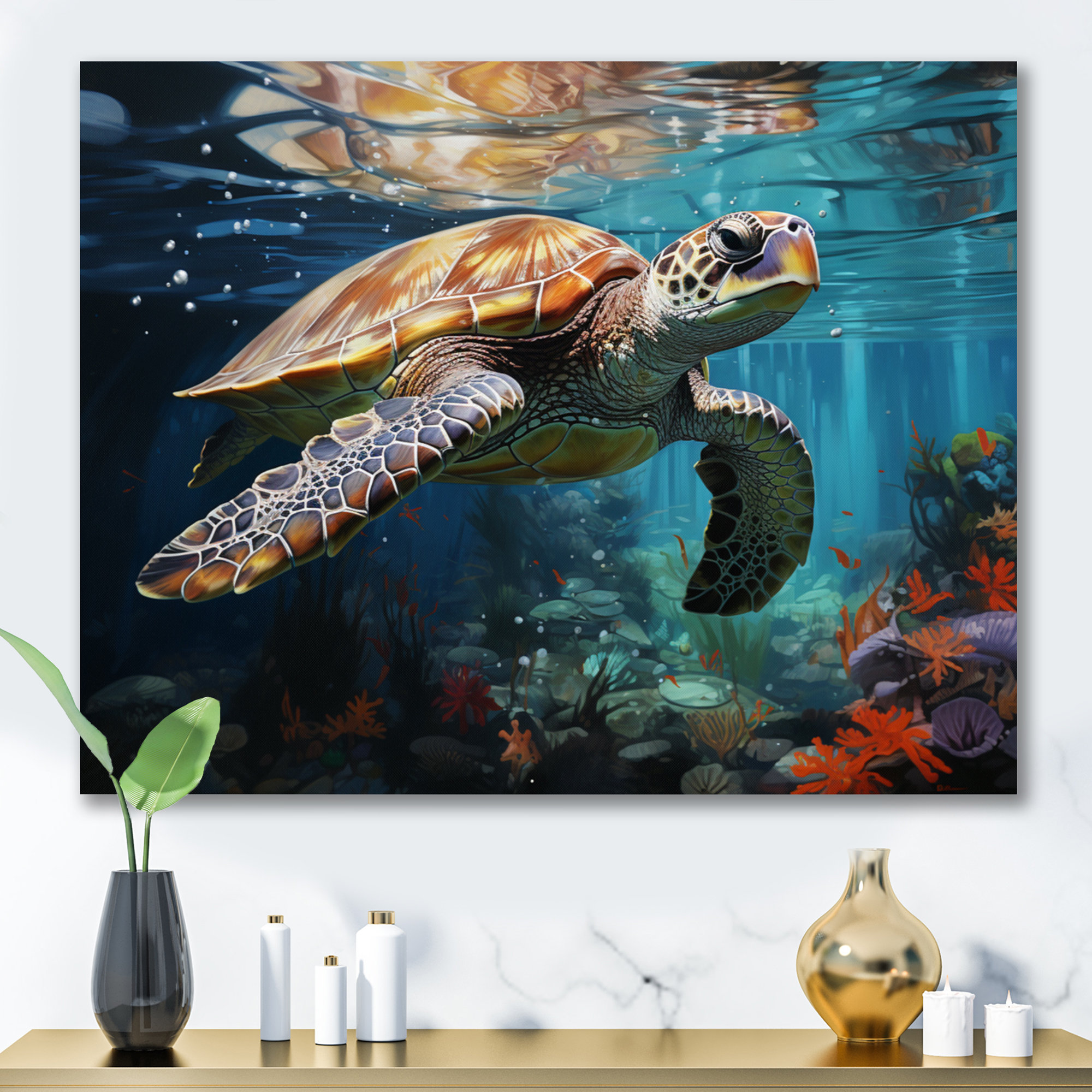 Bay Isle Home™ Green Blue Marine Animals Turtle Encounter III - Marine ...