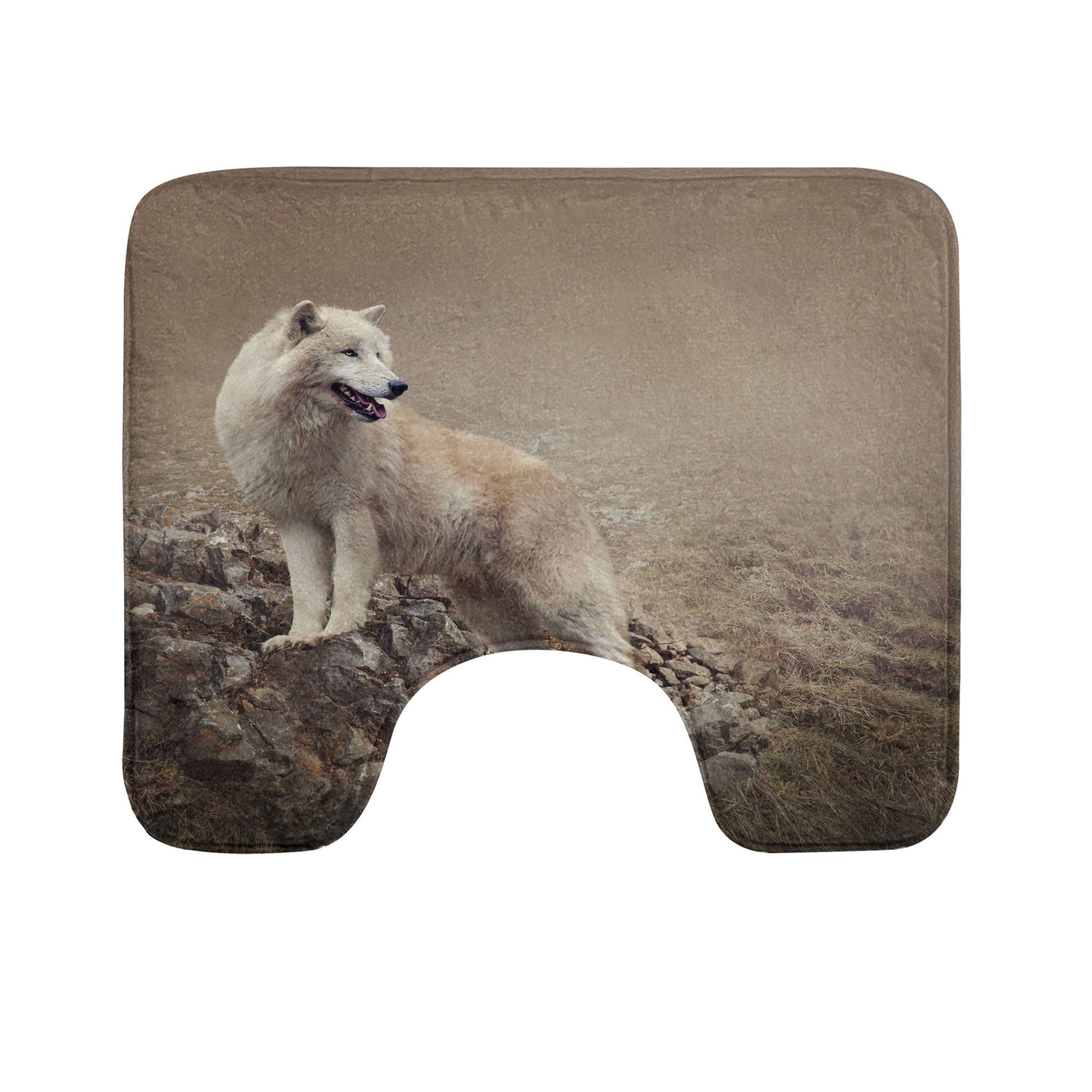 East Urban Home Animal Toilet Mat U-Shape Bathroom Rug 20" Warm Taupe ...