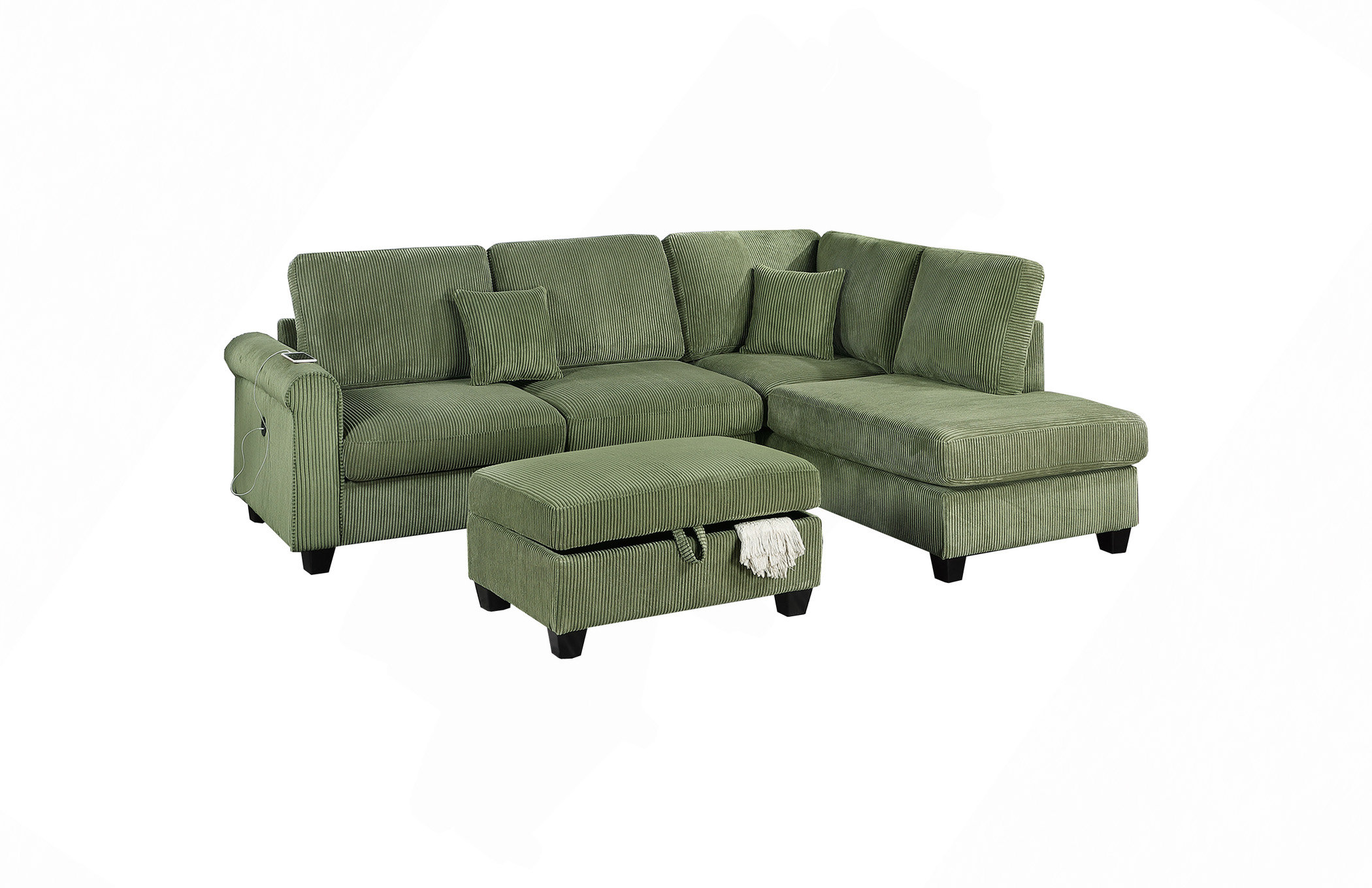 Ophelia & Co. Sectional Sofa, Gorgeous Sage Color 3Pc Sectional Set ...