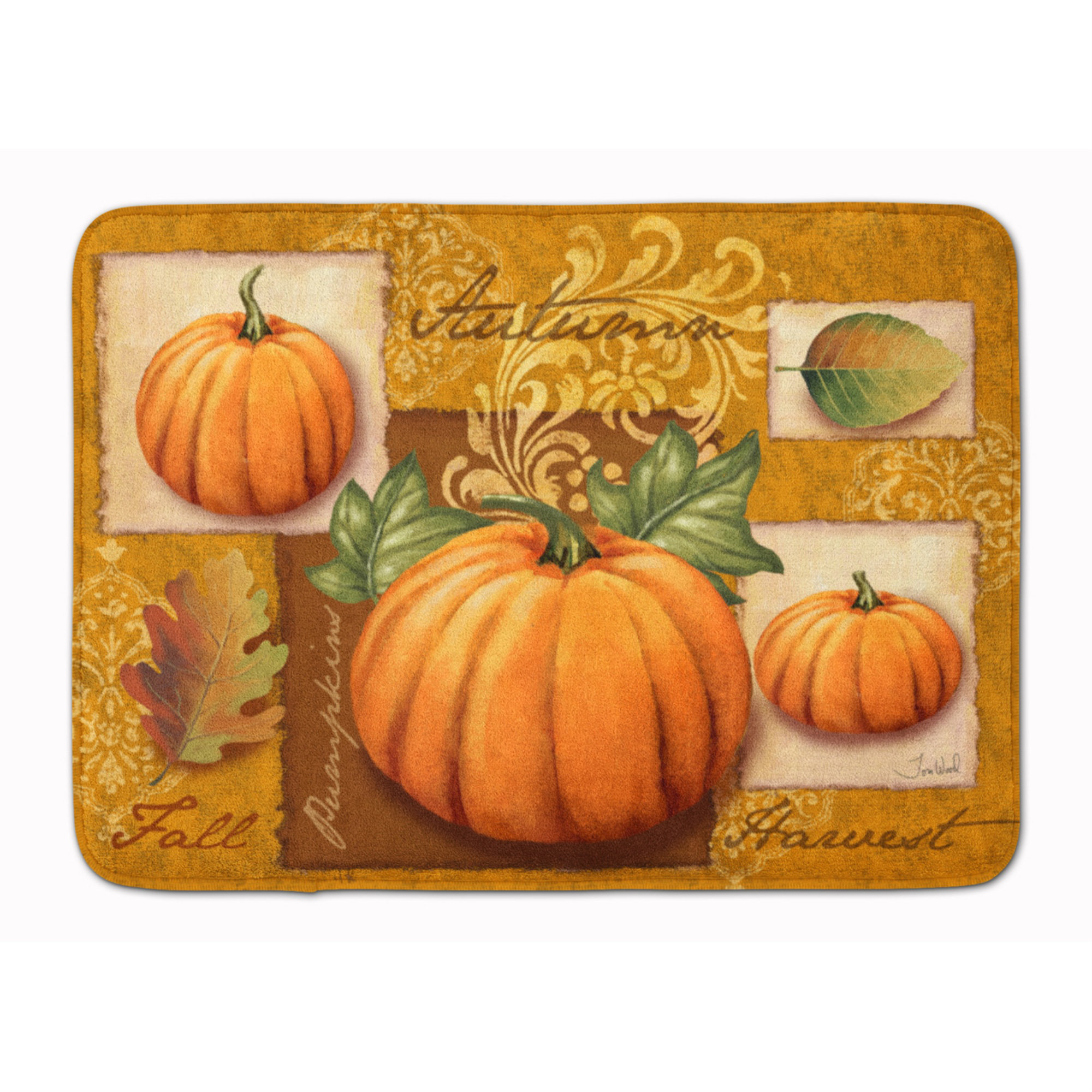The Holiday Aisle® Haya Fall Harvest Pumpkins Rectangle Microfiber Non ...