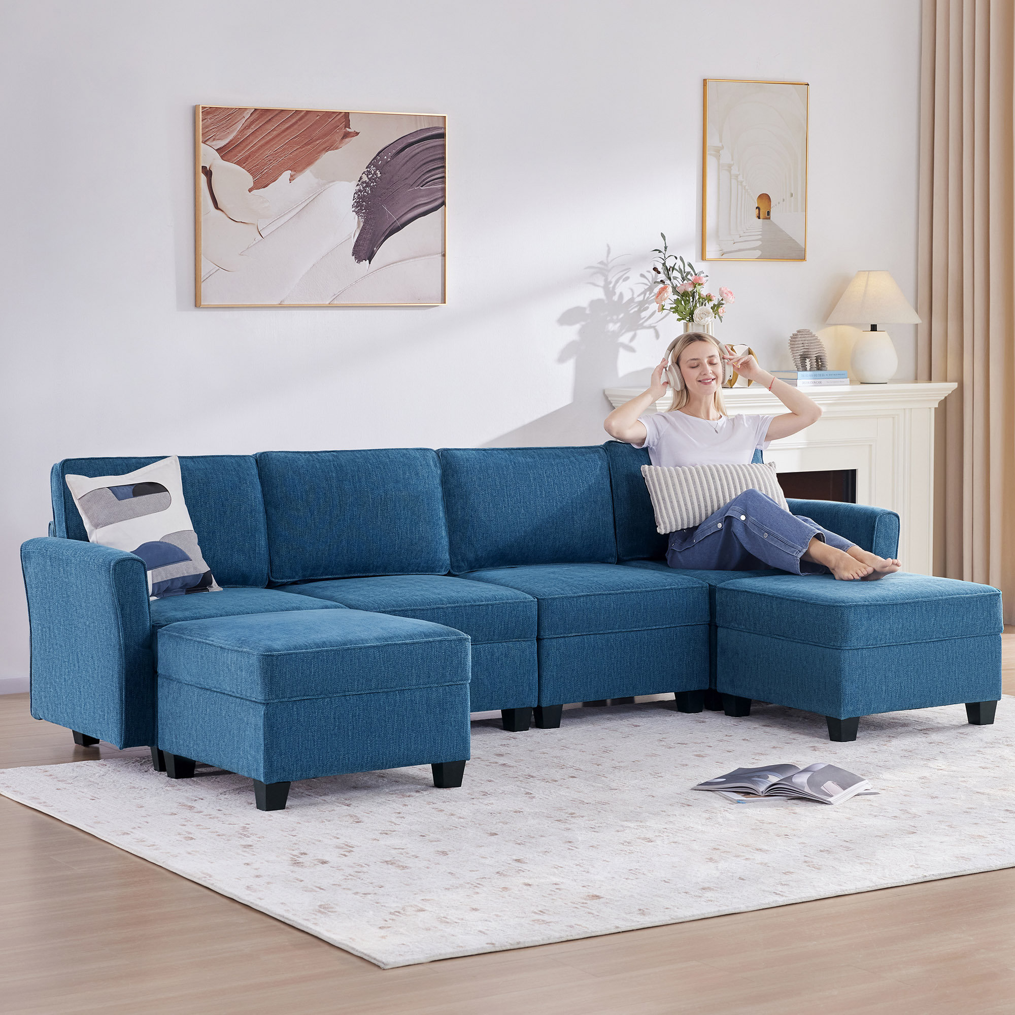 Latitude Run® Modular Sectional Sofas ,Convertible U-Shaped Couch with ...