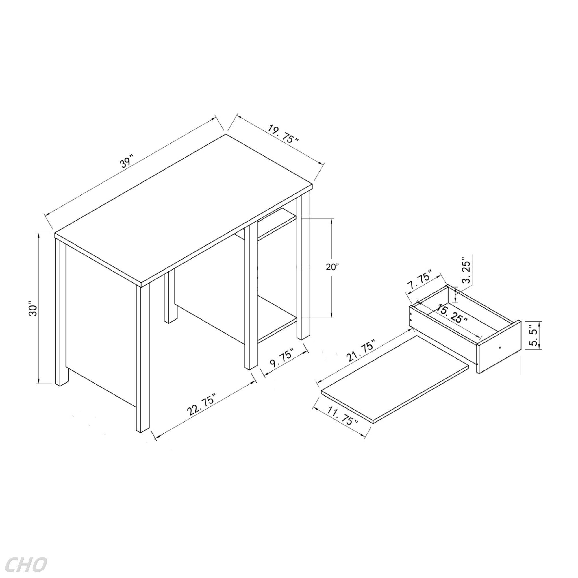 Ebern Designs Student Desk With Hutch Home Office Desk 39"W Compact ...