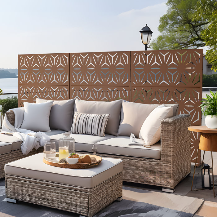 Fency 6 ft. H x 4 ft. W Metal Privacy Screen Fence Panel Star Pattern ...